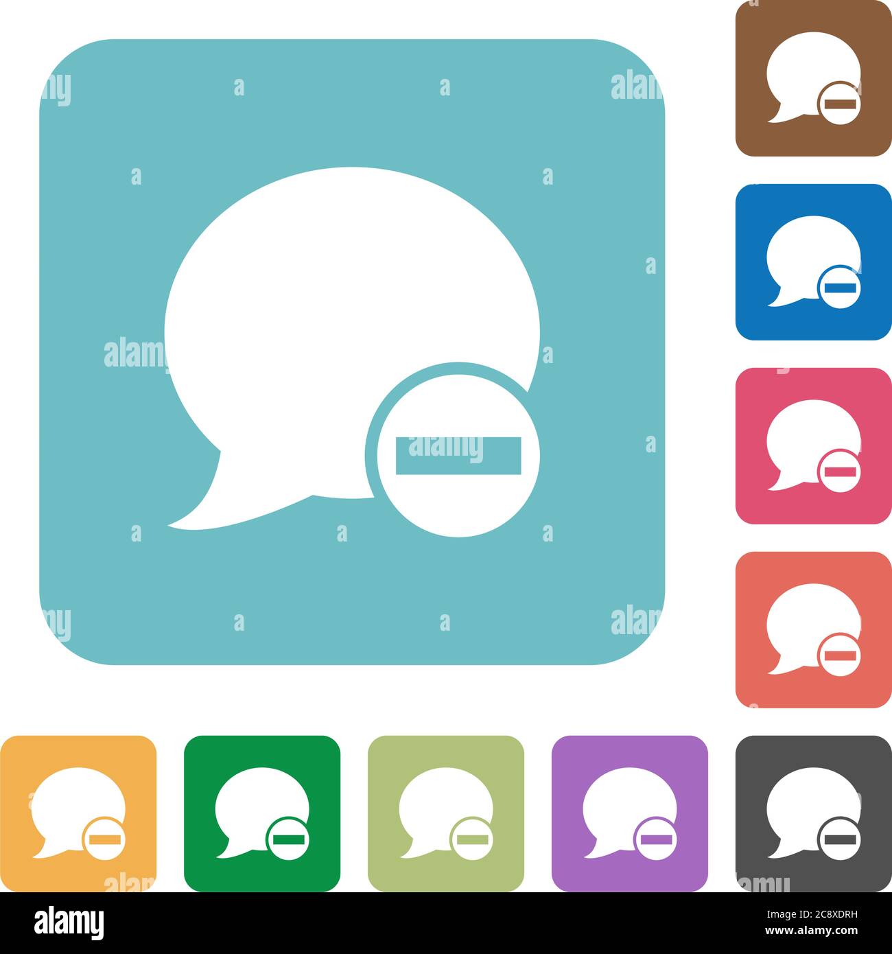 Flat Delete blog comment icons on rounded square color backgrounds ...