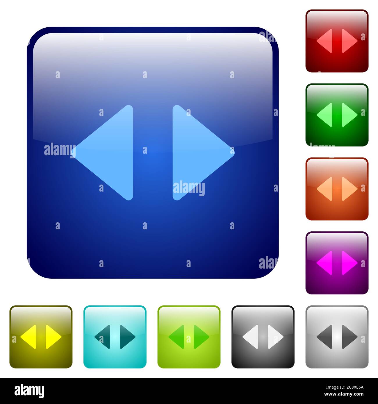 Set of horizontal control arrows color glass rounded square buttons Stock Vector Image & Art - Alamy