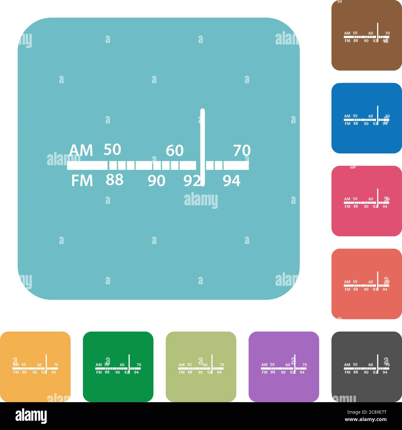 Flat radio tuner icons on rounded square color backgrounds Stock Vector ...