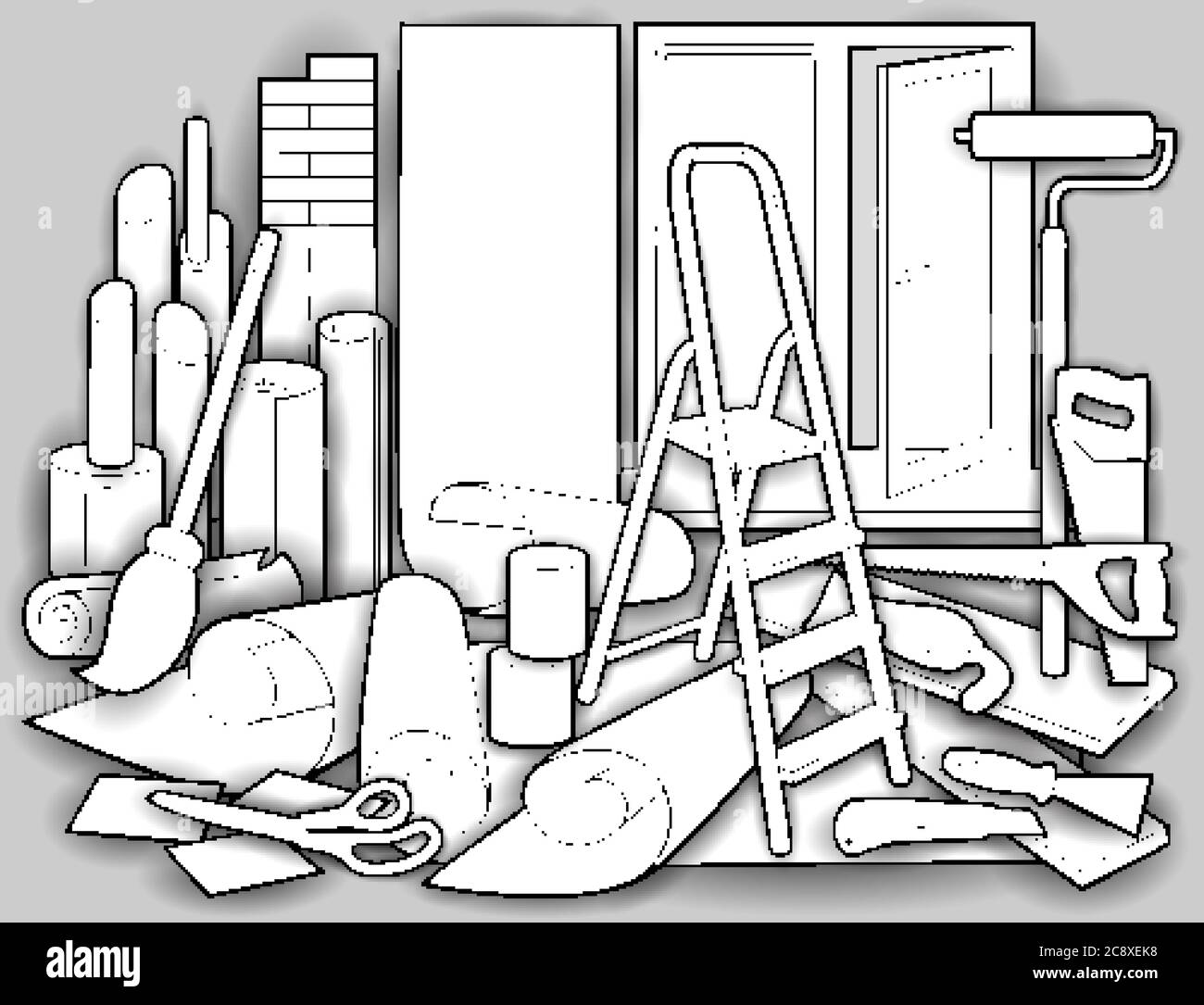 Cartoon doodles home repair illustration Stock Vector Image & Art - Alamy