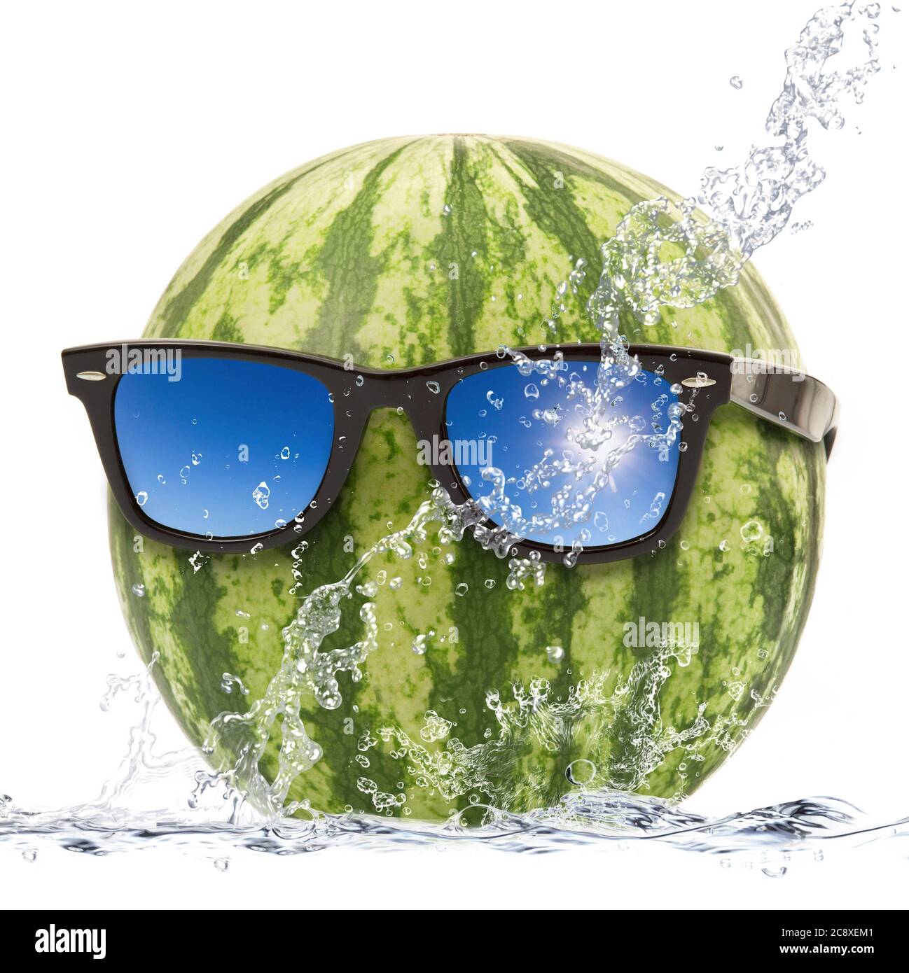 fresh watermelon falling in water Stock Photo - Alamy