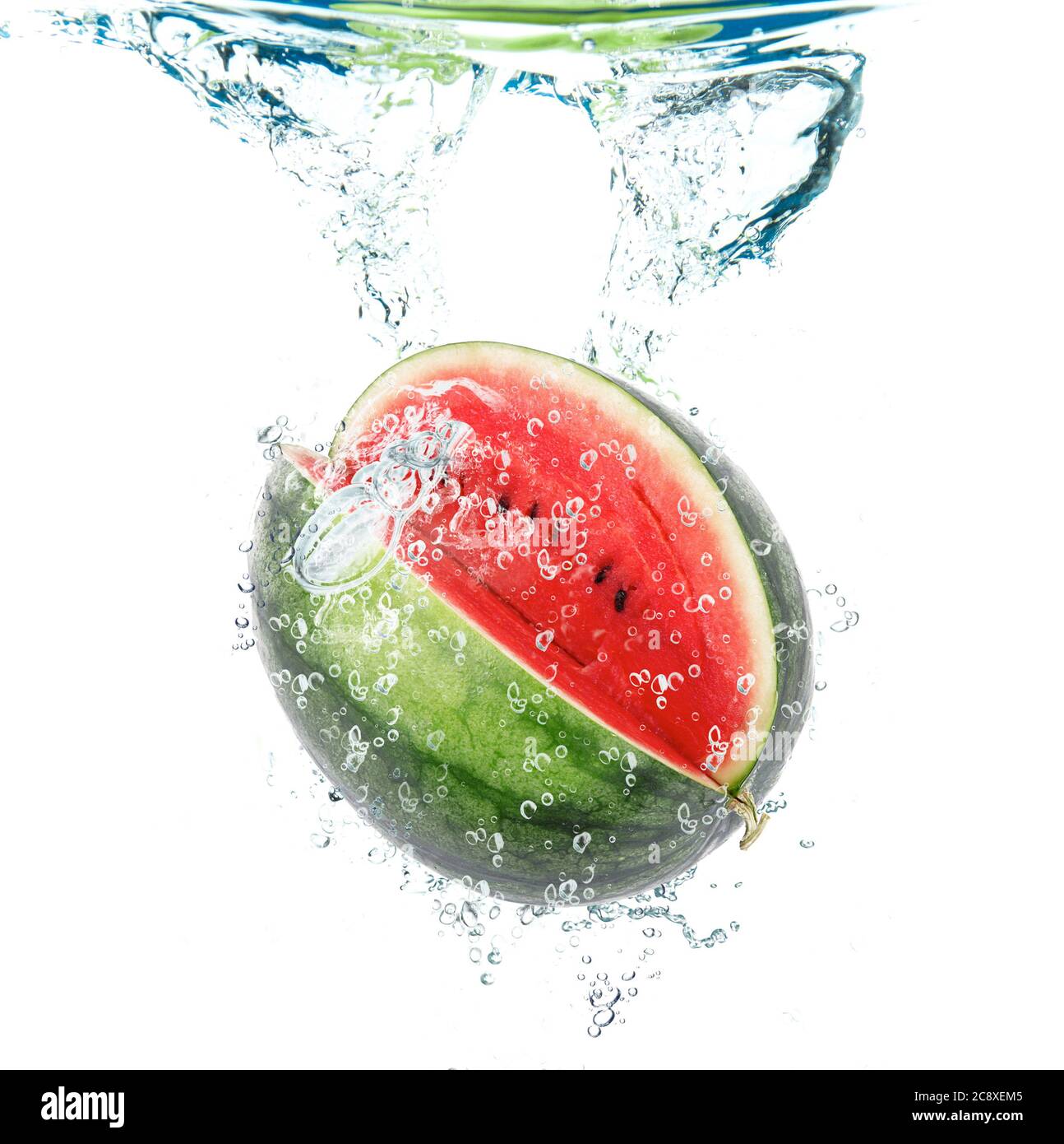 fresh watermelon falling in water Stock Photo - Alamy