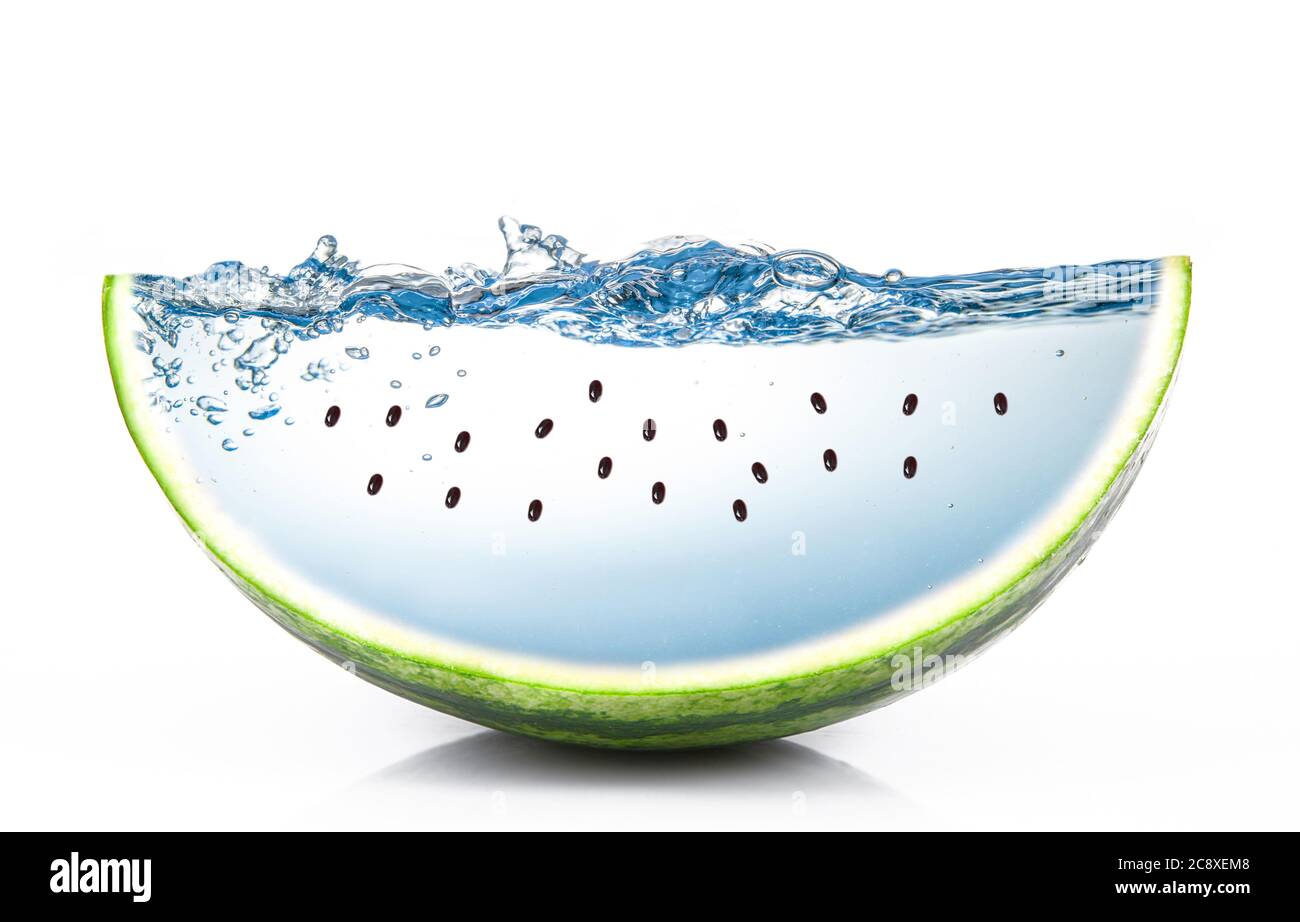 fresh watermelon falling in water Stock Photo - Alamy