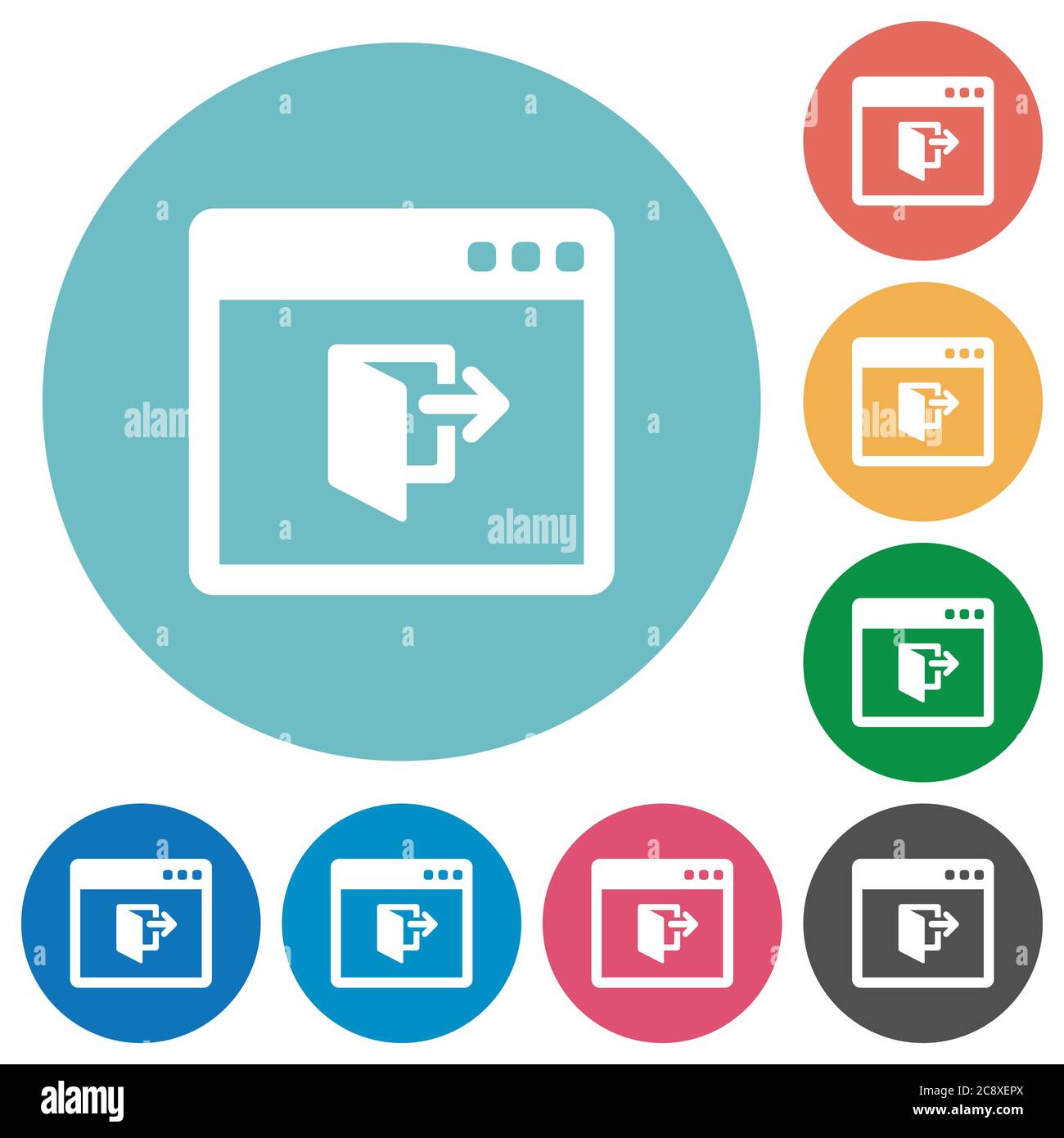 Flat application exit icon set on round color background Stock Vector ...