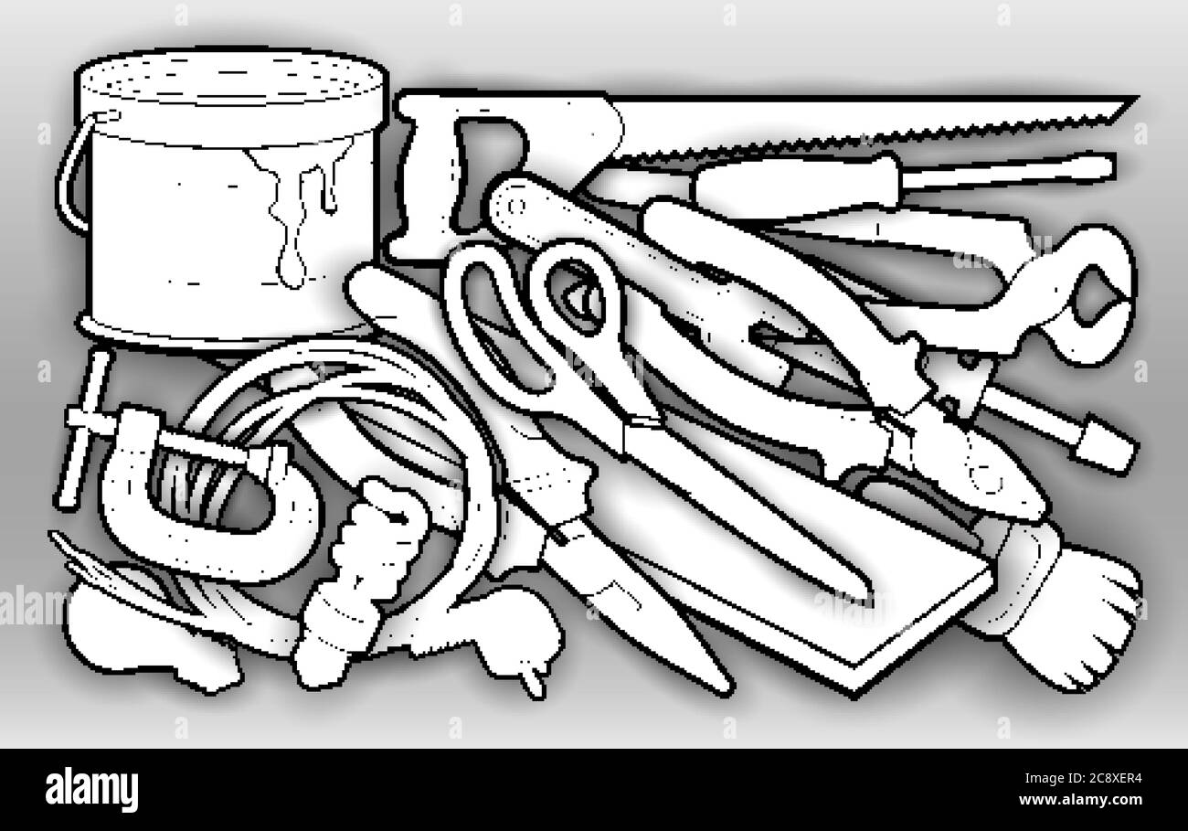 Cartoon home repair instruments illustration Stock Vector Image & Art ...