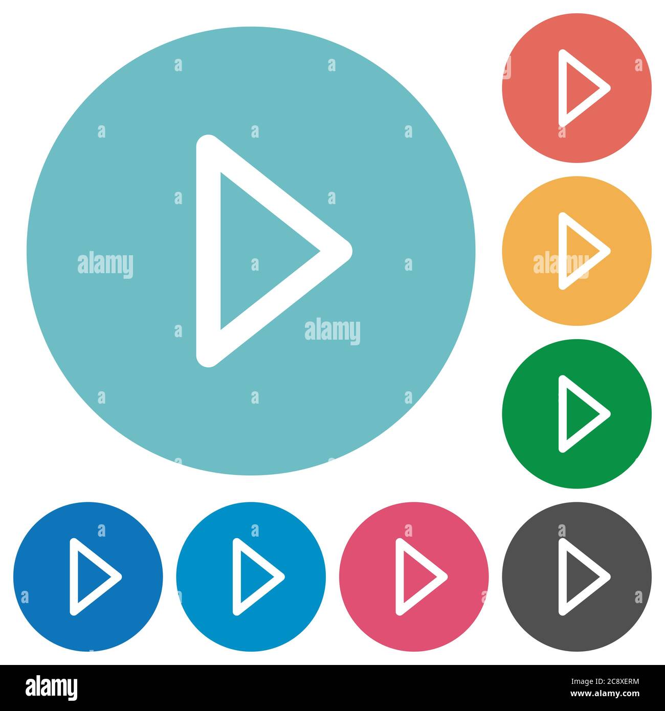Flat media play icon set on round color background Stock Vector Image ...
