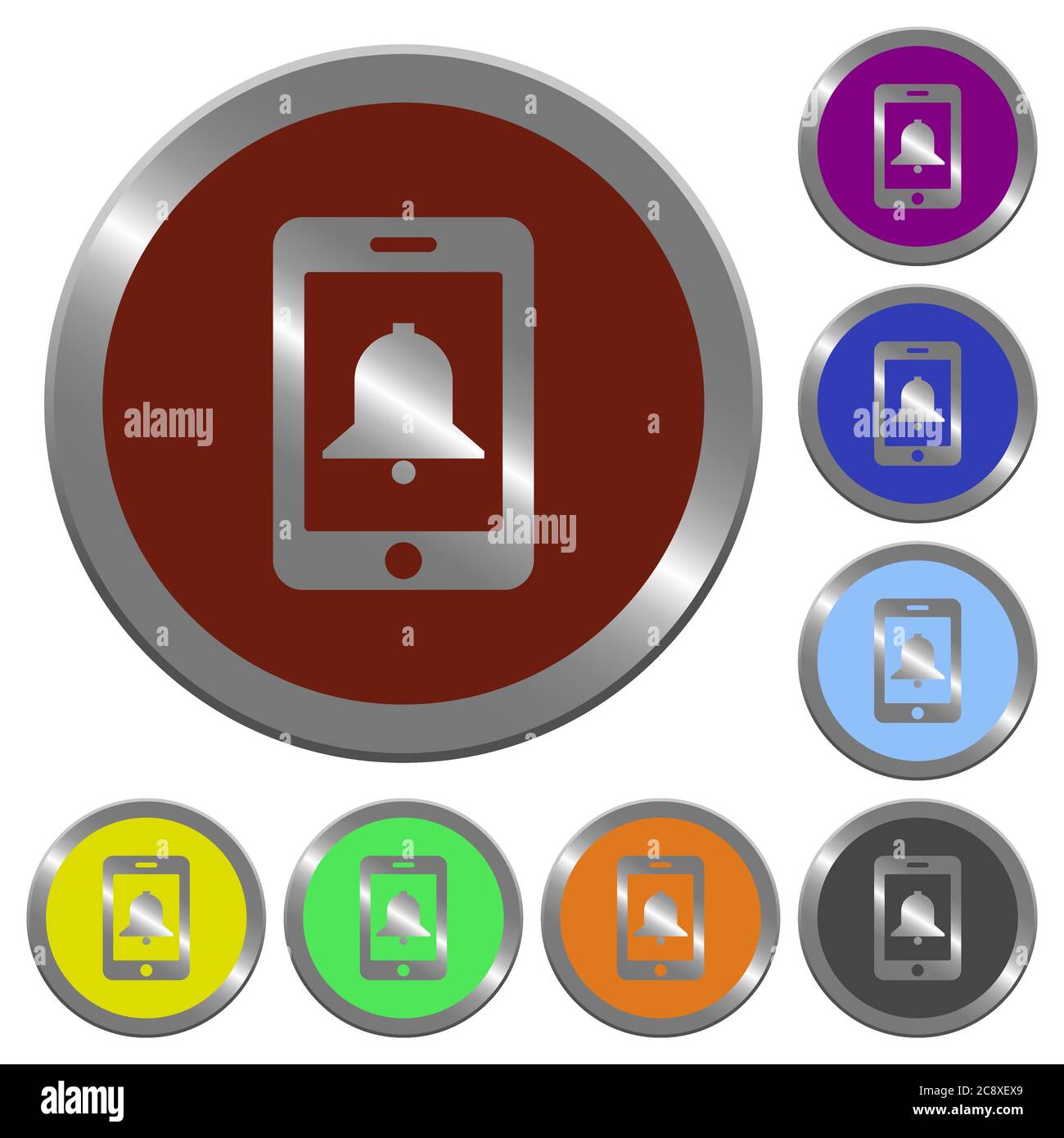 Set Of Color Glossy Coin Like Mobile Alarm Buttons Stock Vector Image 7242