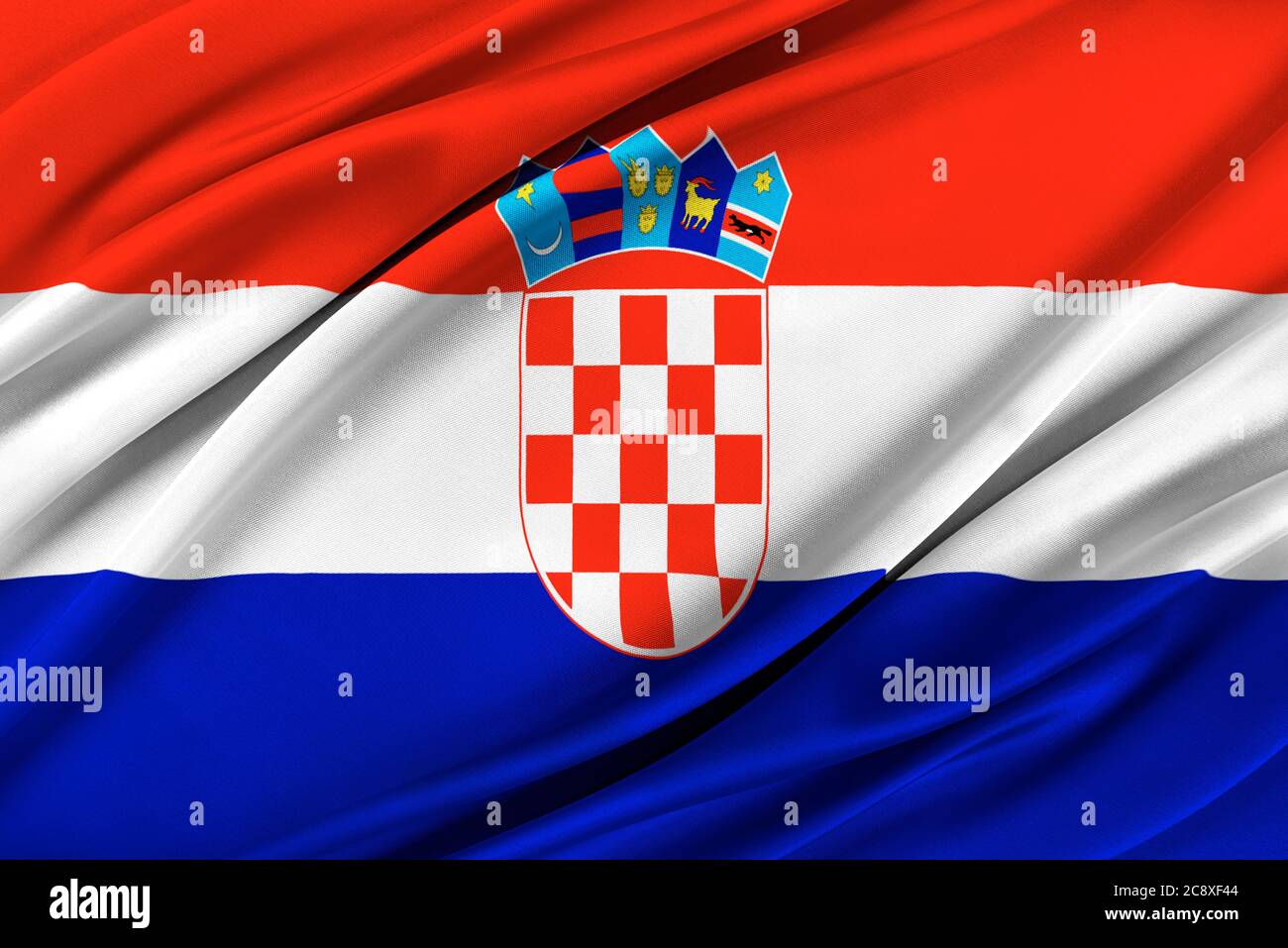 Colorful Croatia flag waving in the wind Stock Photo - Alamy