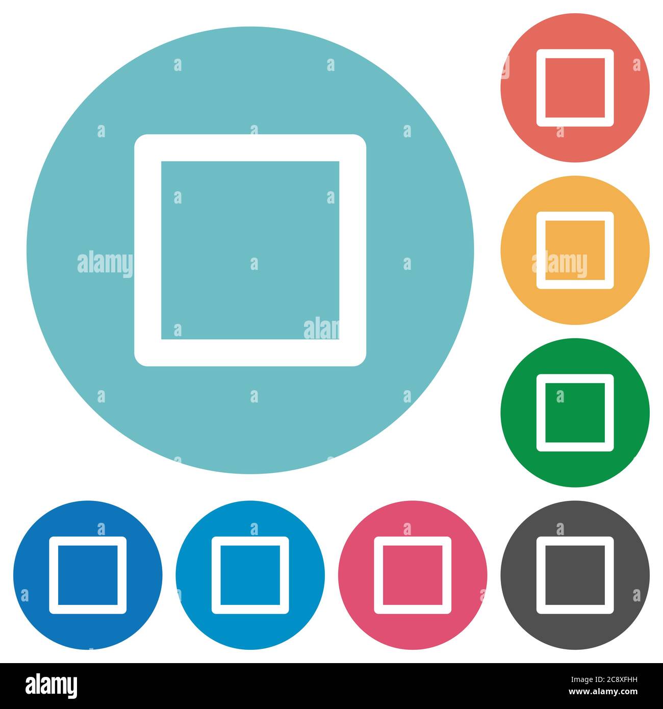 Flat media stop icon set on round color background Stock Vector Image & Art - Alamy