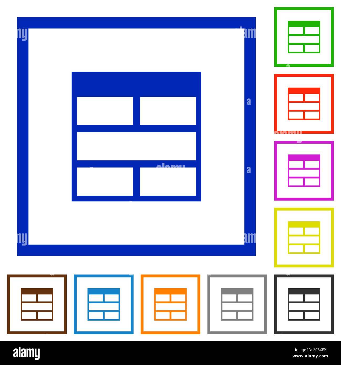 Set of color square framed Spreadsheet horizontally merge table cells ...