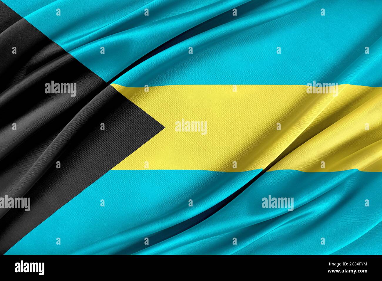 Colorful Bahamas flag waving in the wind Stock Photo - Alamy