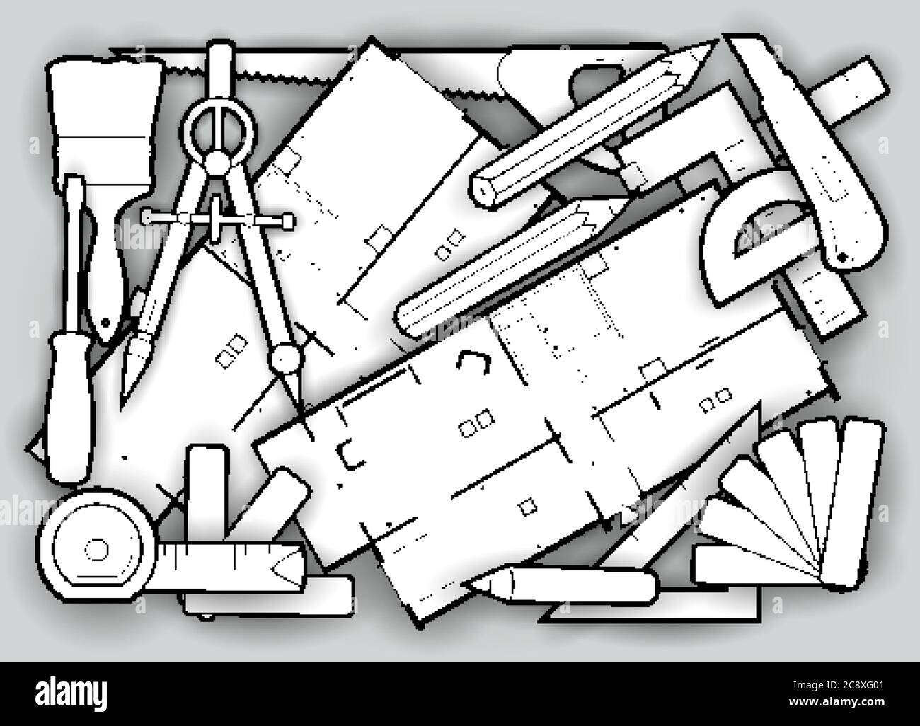 Cartoon doodles funny repair tools illustration Stock Vector Image ...
