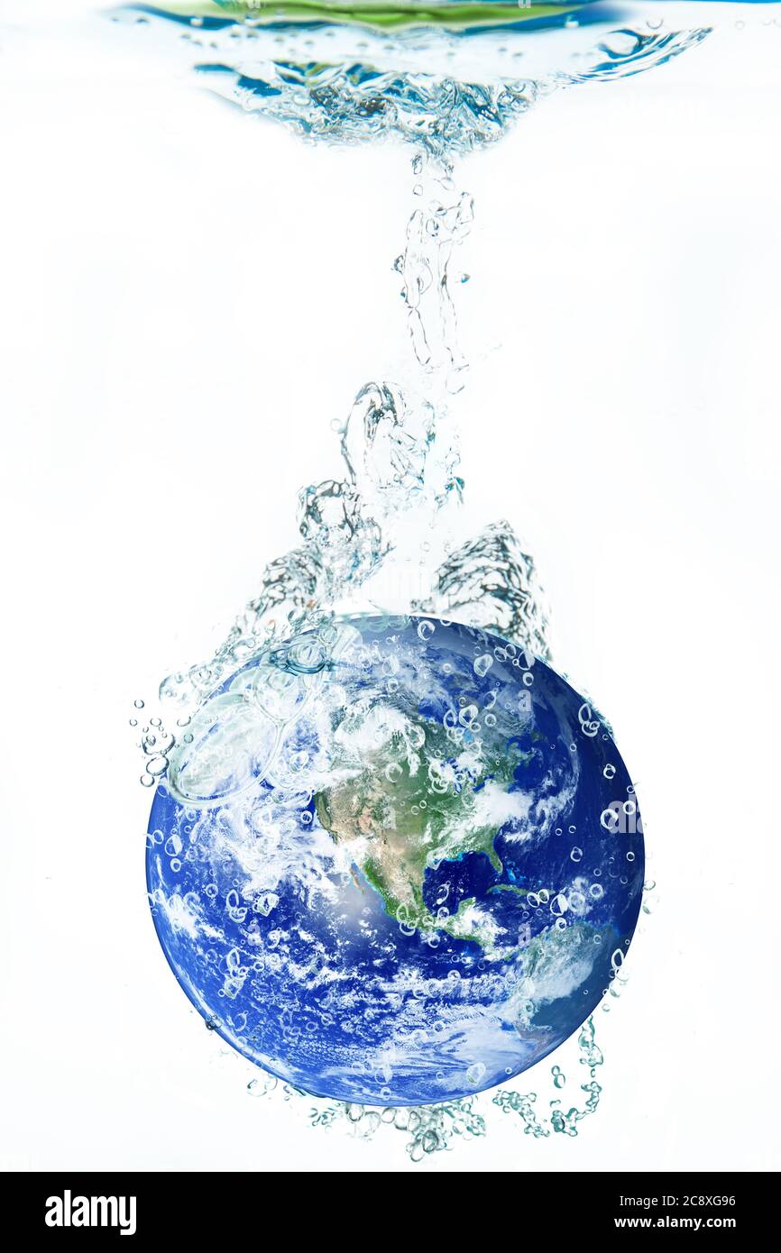 litlle Earth falling in water Stock Photo - Alamy