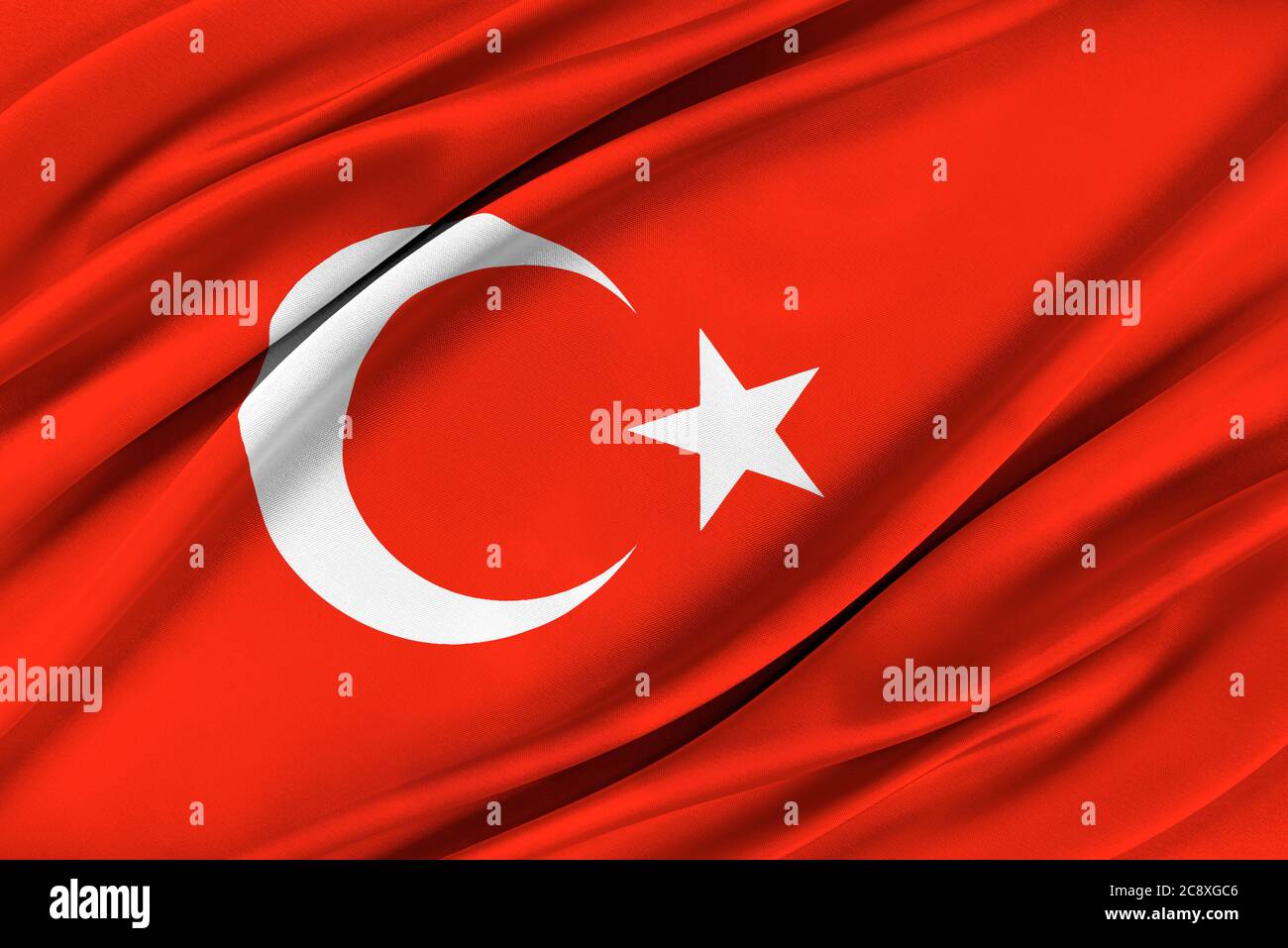 Colorful Turkey flag waving in the wind Stock Photo - Alamy