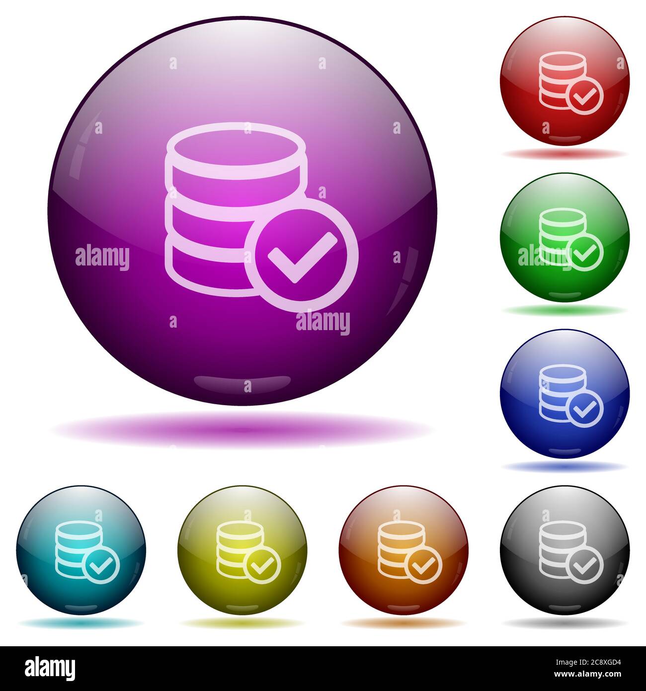 Set of color database ok glass sphere buttons with shadows Stock Vector Image & Art - Alamy