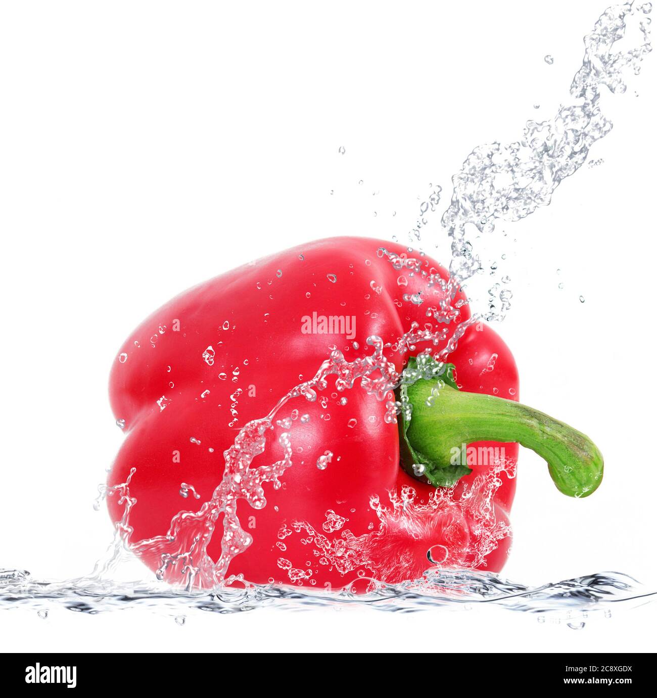 fresh peppers falling in pure water Stock Photo - Alamy