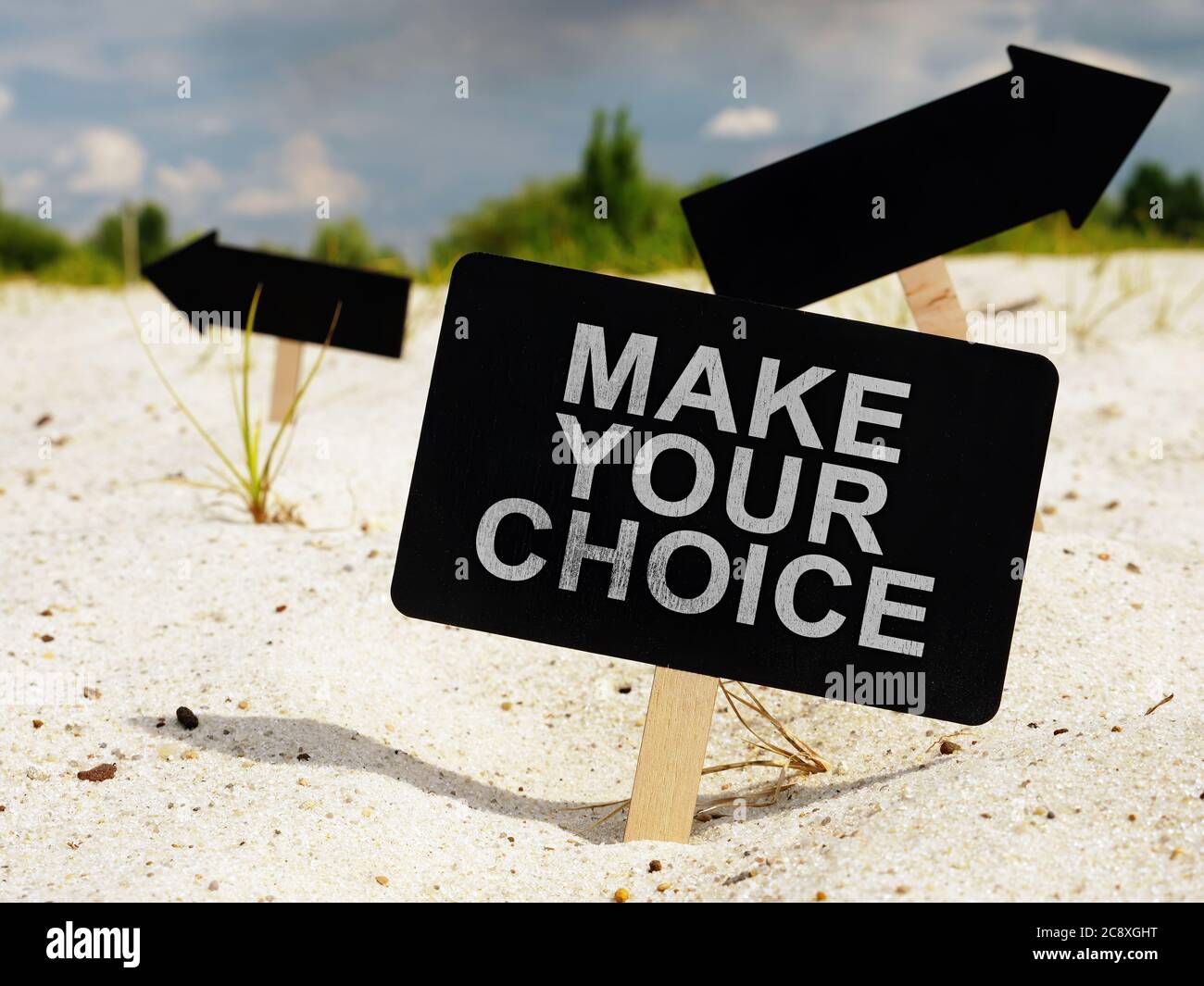 Make your choice sign and arrows. Business motivation Stock Photo - Alamy
