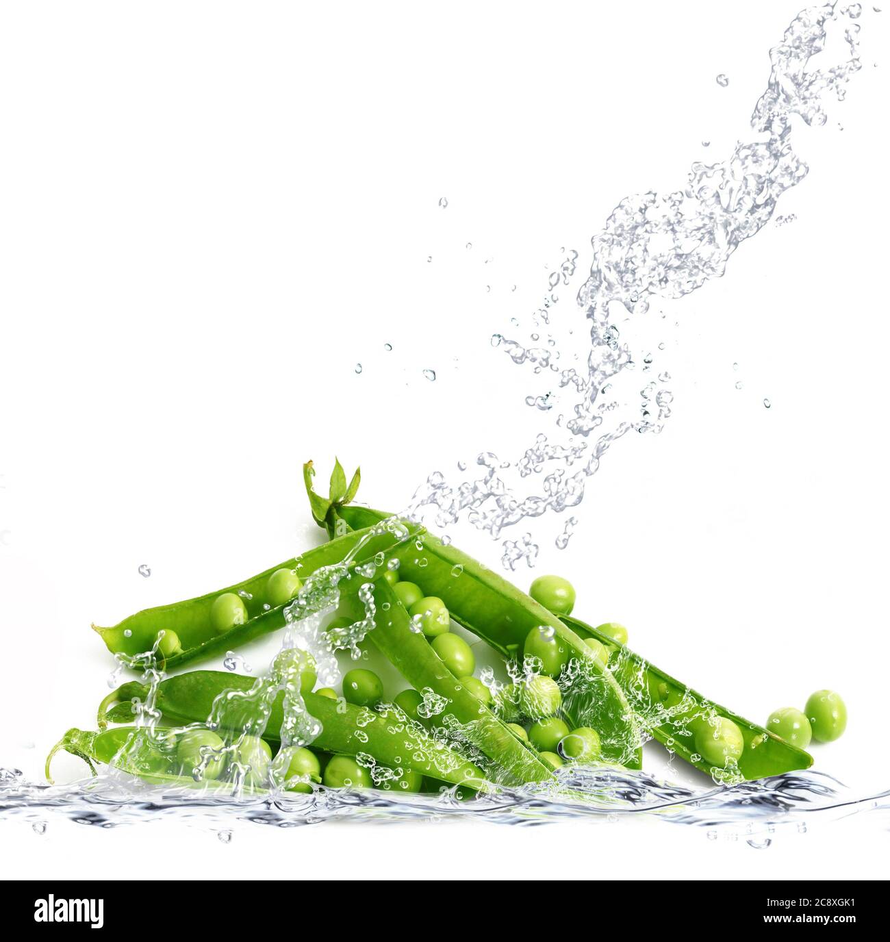 fresh peas falling in pure water Stock Photo - Alamy