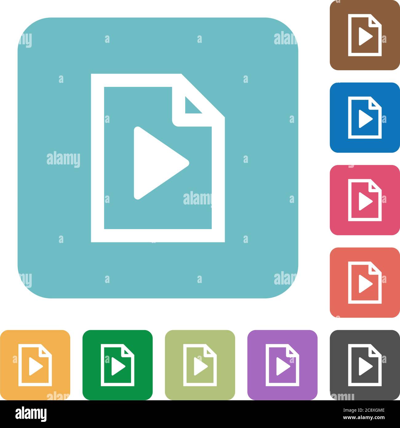 Flat playlist icons on rounded square color backgrounds Stock Vector ...