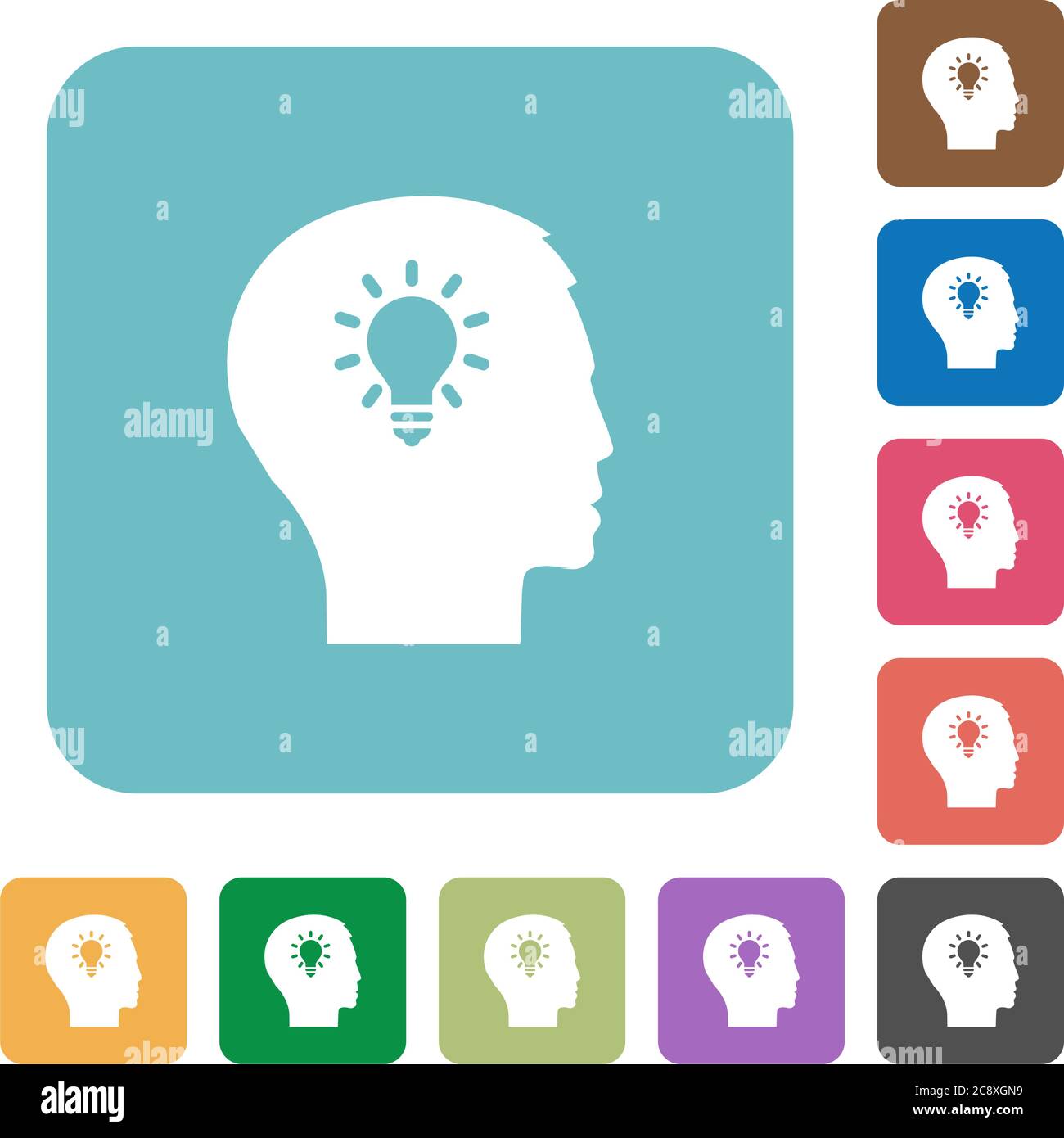 Flat idea icons on rounded square color backgrounds Stock Vector Image ...