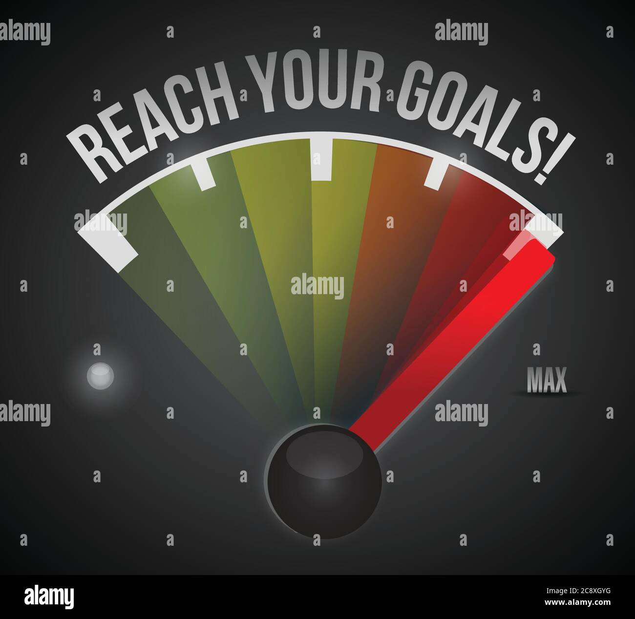 Reach your goals speedometer illustration design over a black ...