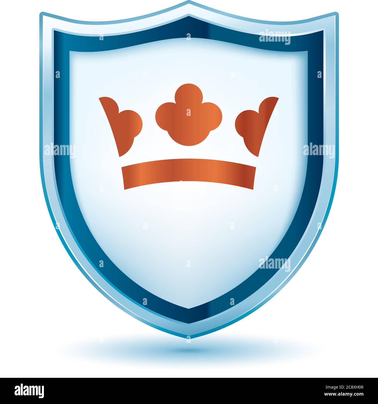 Vector illustration. Icon of shield and crown in realistic style Stock ...