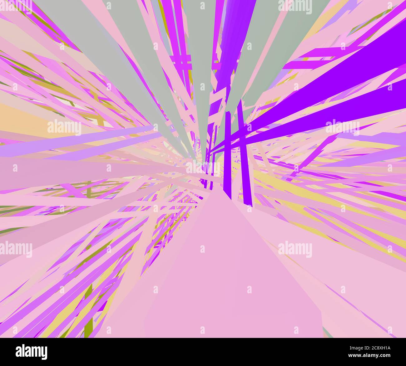 multi-colored lines going to the horizon, pink spectrum, 3d render ...