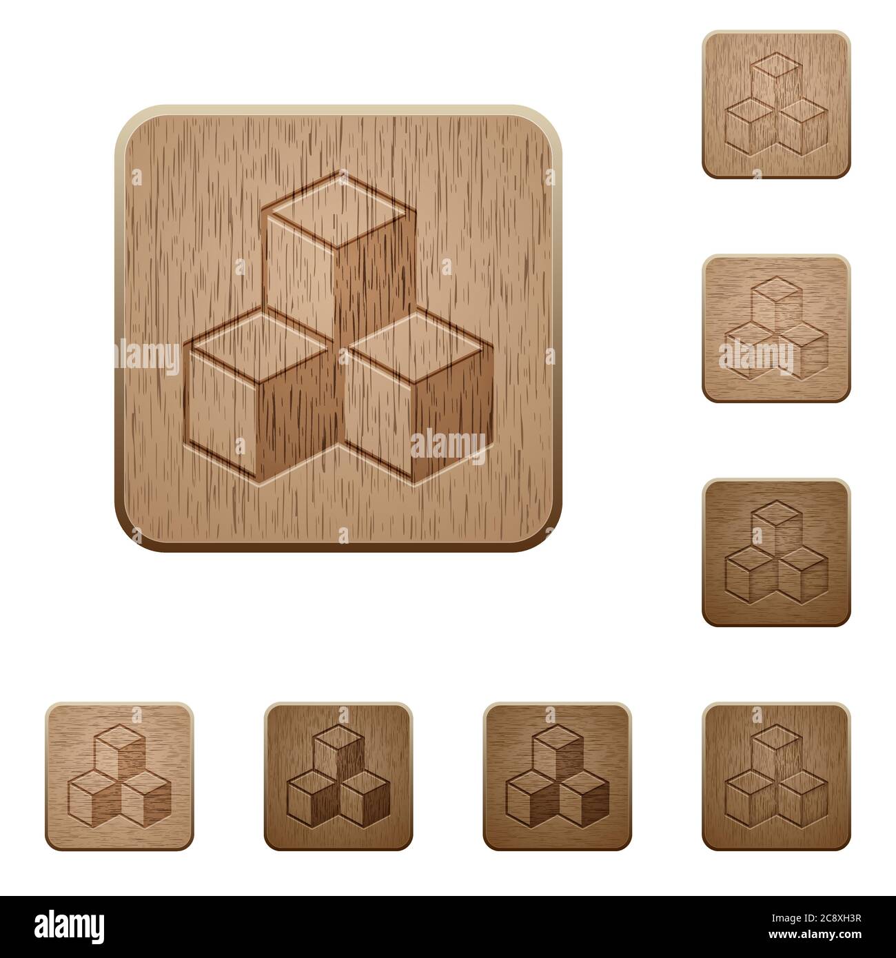Set of carved wooden cubes buttons in 8 variations Stock Vector Image ...