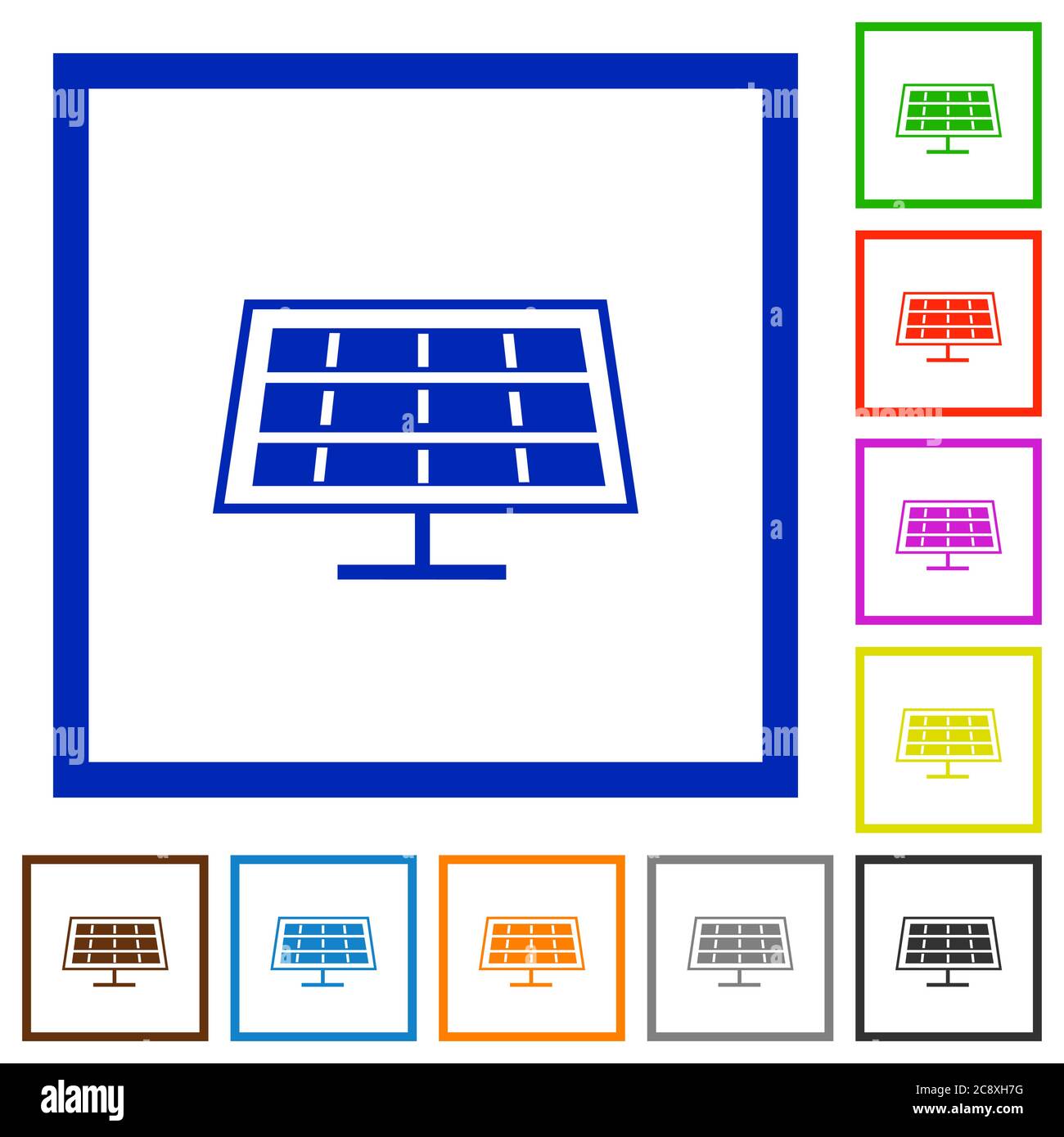 Set of color square framed solar panel flat icons Stock Vector Image ...
