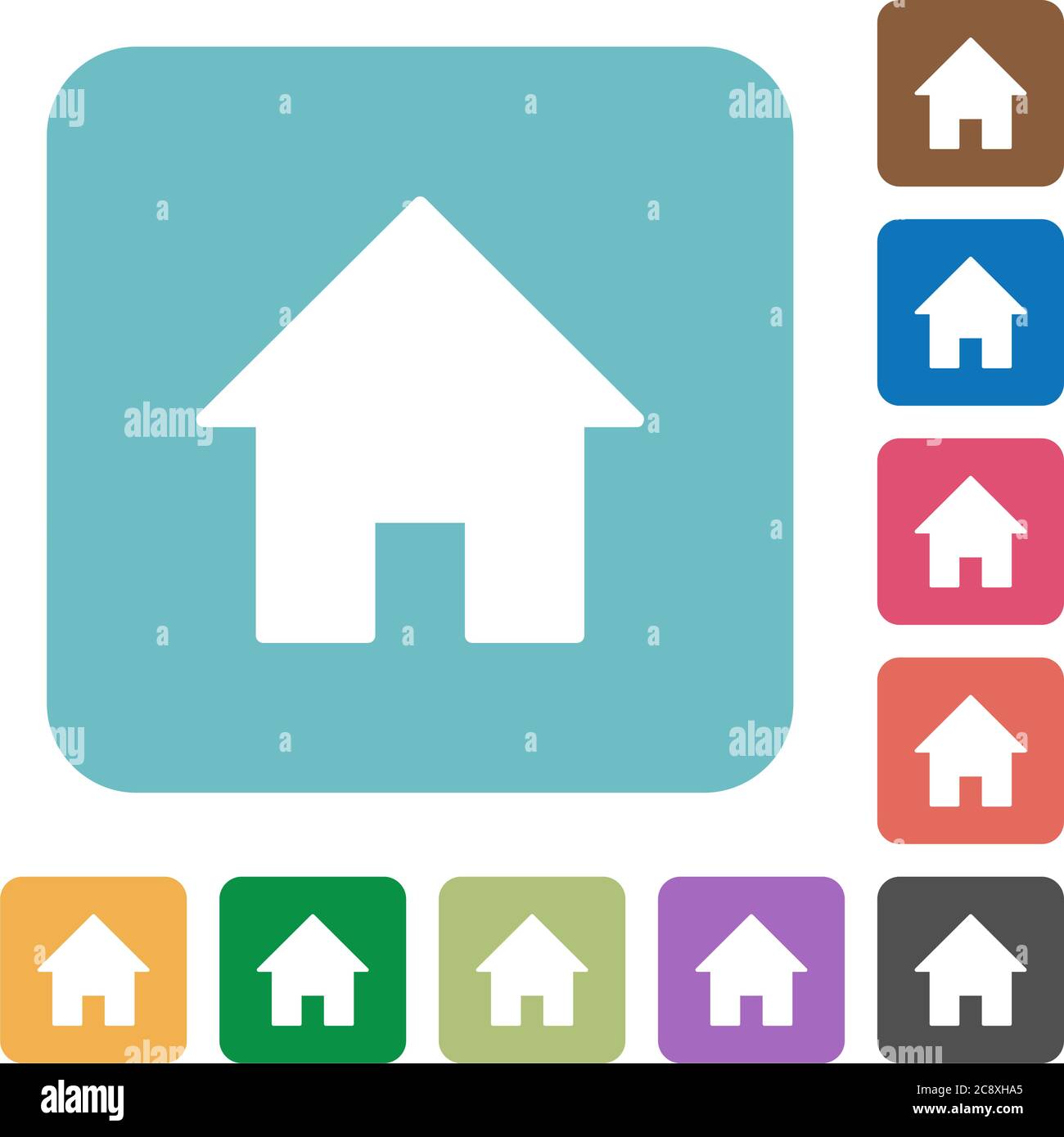 Flat home icons on rounded square color backgrounds Stock Vector Image ...