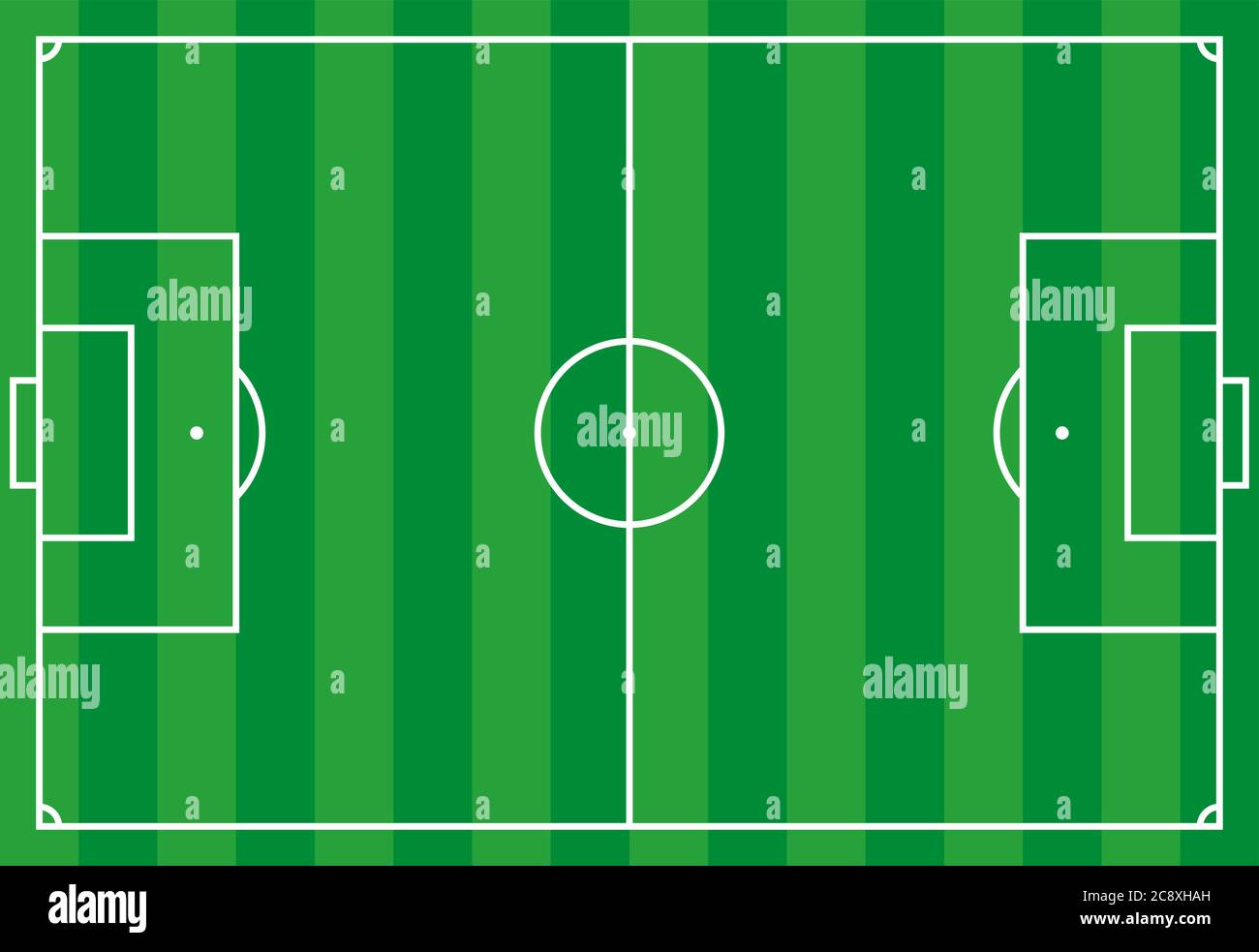 Vector illustration. Frontal view of soccer or european football field ...