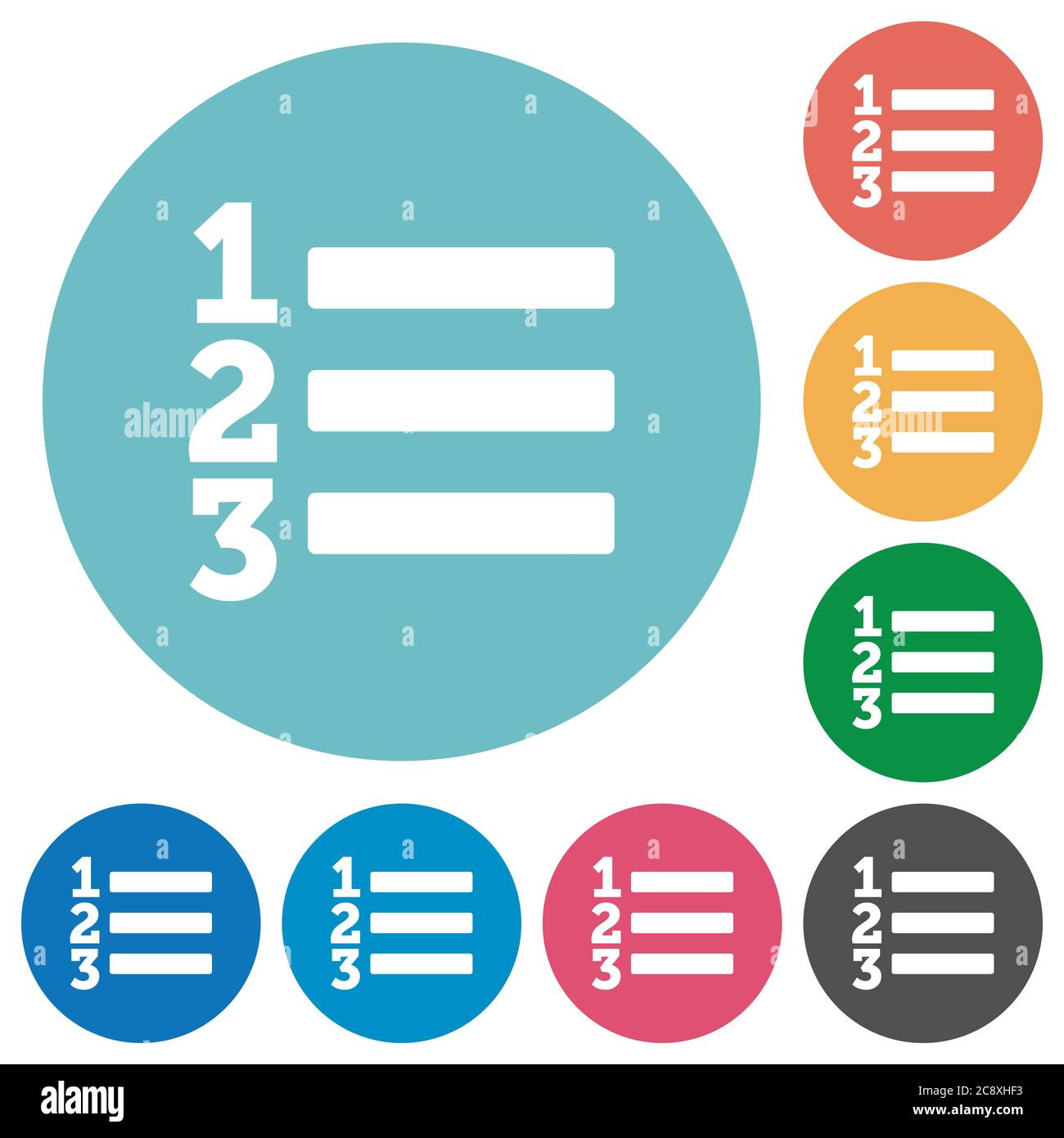 Flat Ordered list icon set on round color background Stock Vector Image ...