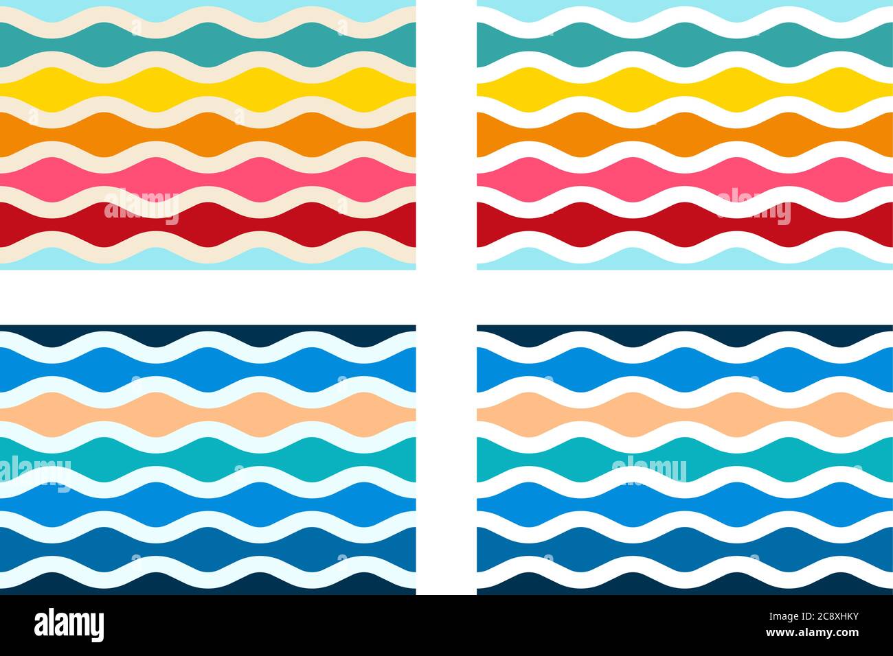 Vector illustration. Set of seamless wave textures in several colors ...
