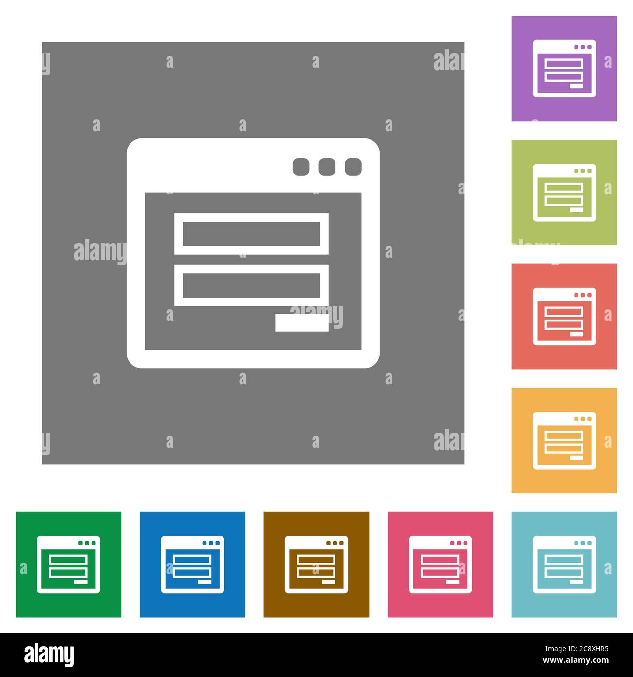 Login window flat icon set on color square background Stock Vector ...