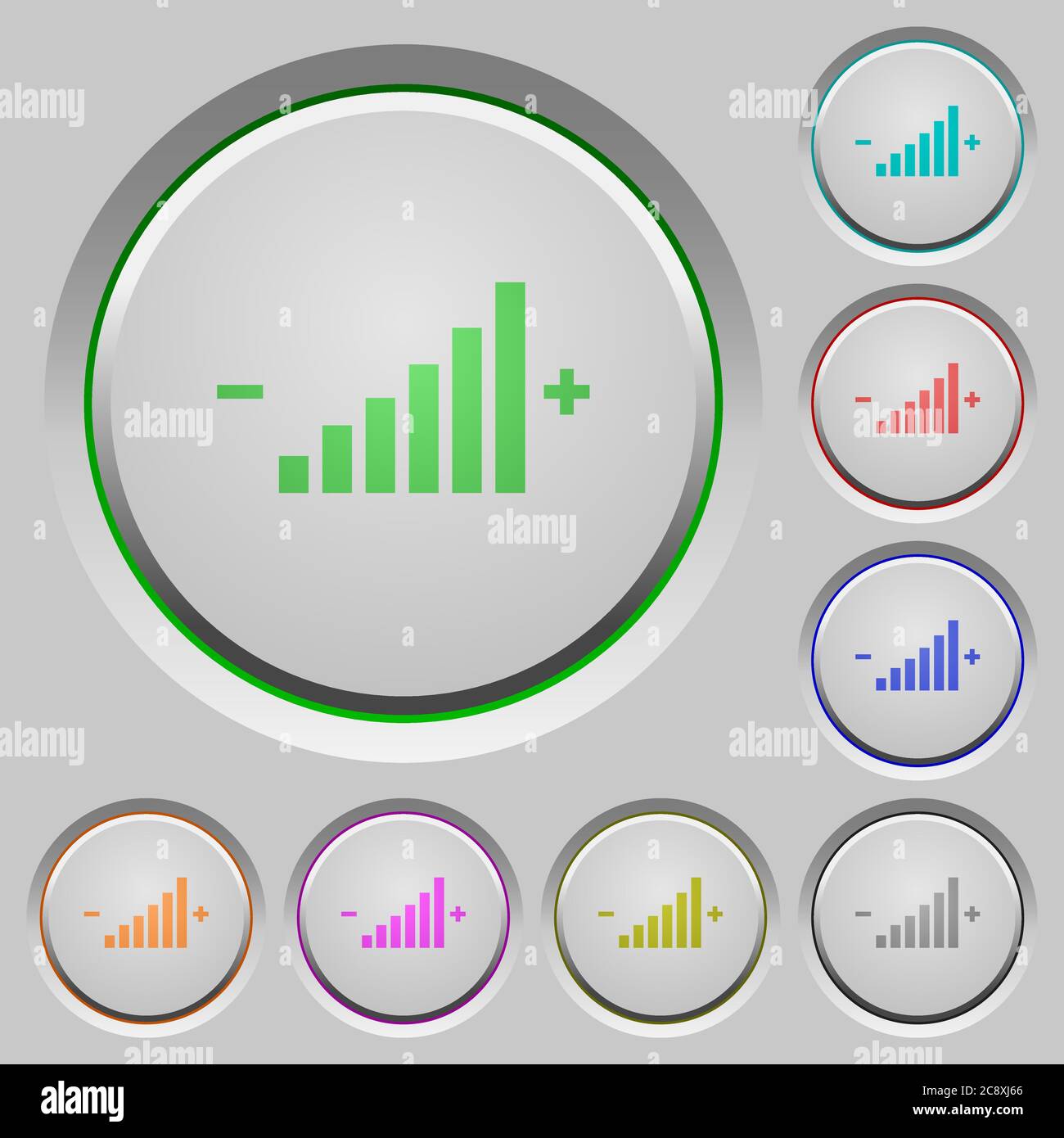 Set of color control element sunk push buttons Stock Vector Image & Art - Alamy