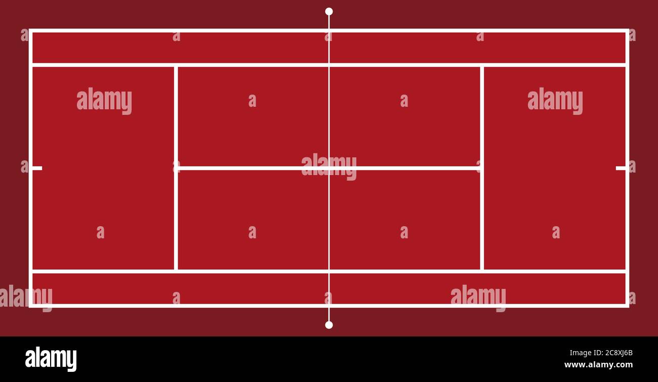 Vector illustration. Frontal view of tennis field. Geometric and flat ...