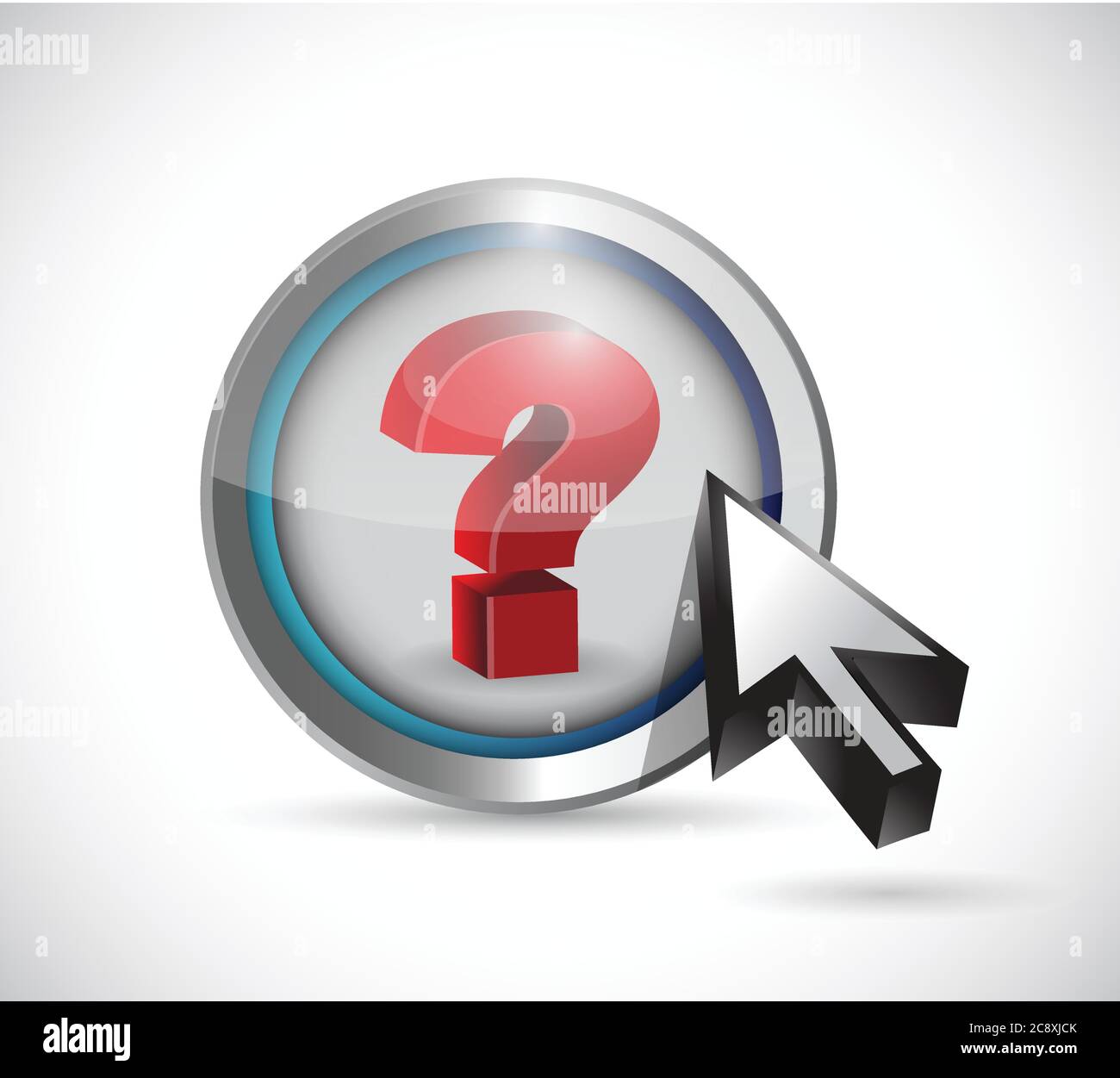 Question mark and cursor illustration design over a white background ...