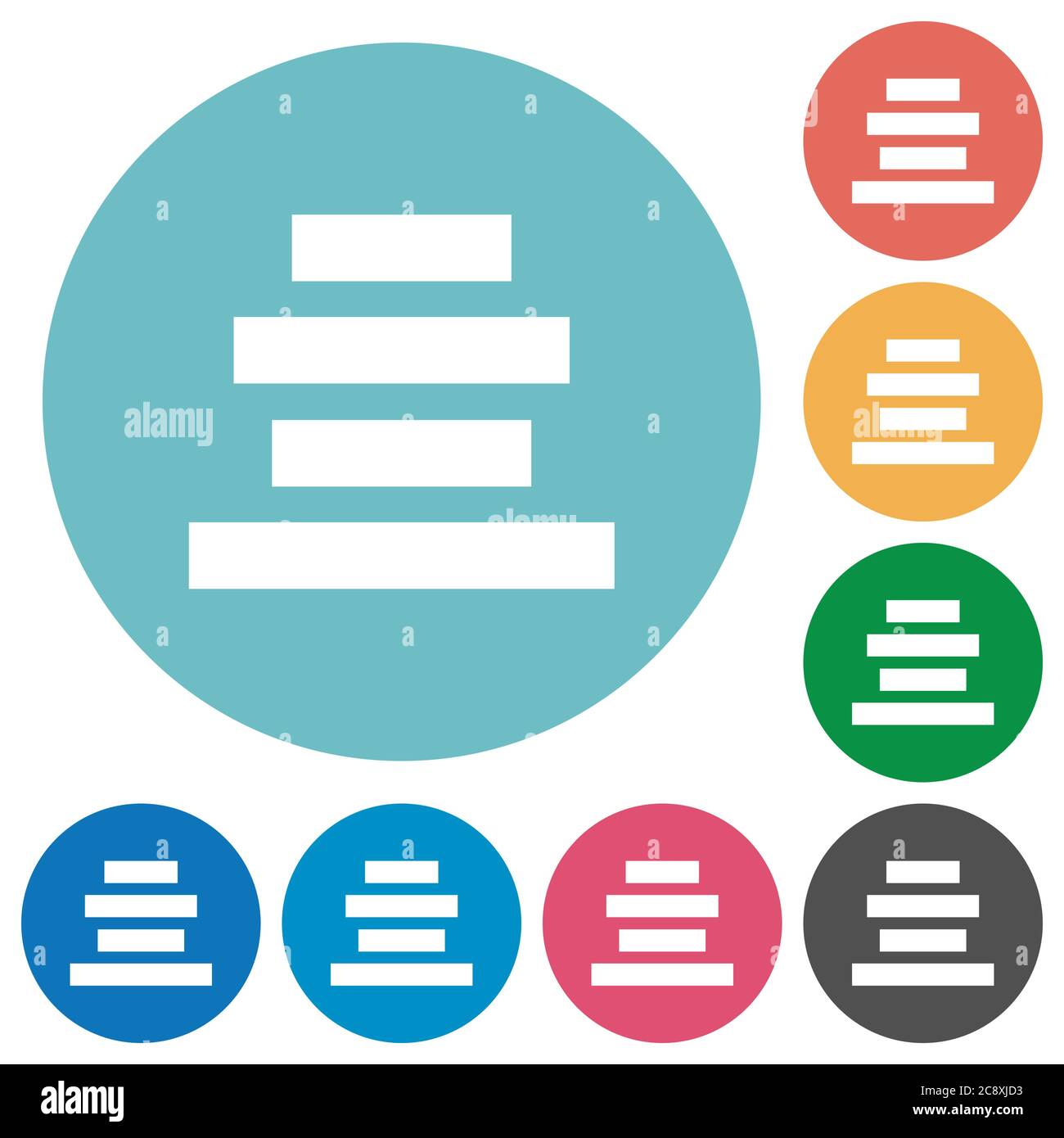 Flat Text align center icon set on round color background Stock Vector ...