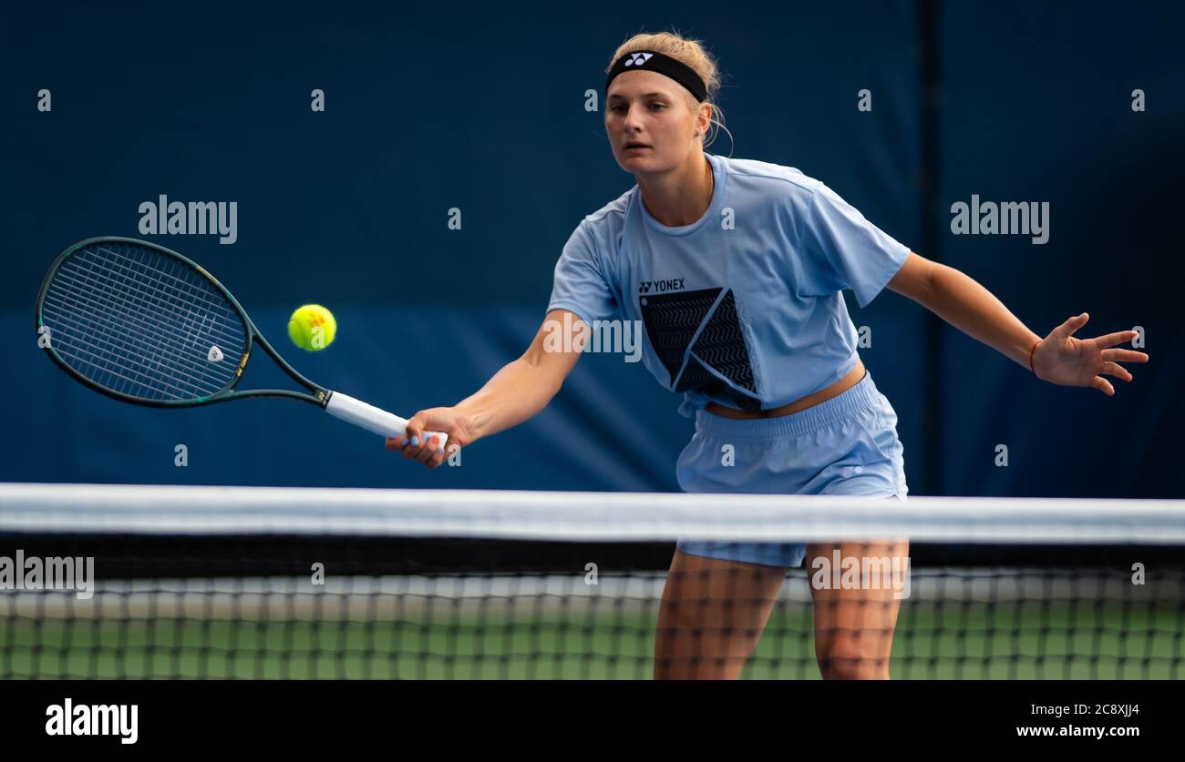 Dayana Yastremska of Ukraine practices ahead of her third-round match ...