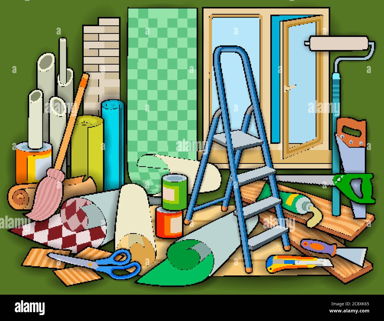 Cartoon doodles home repair illustration Stock Vector Image & Art - Alamy