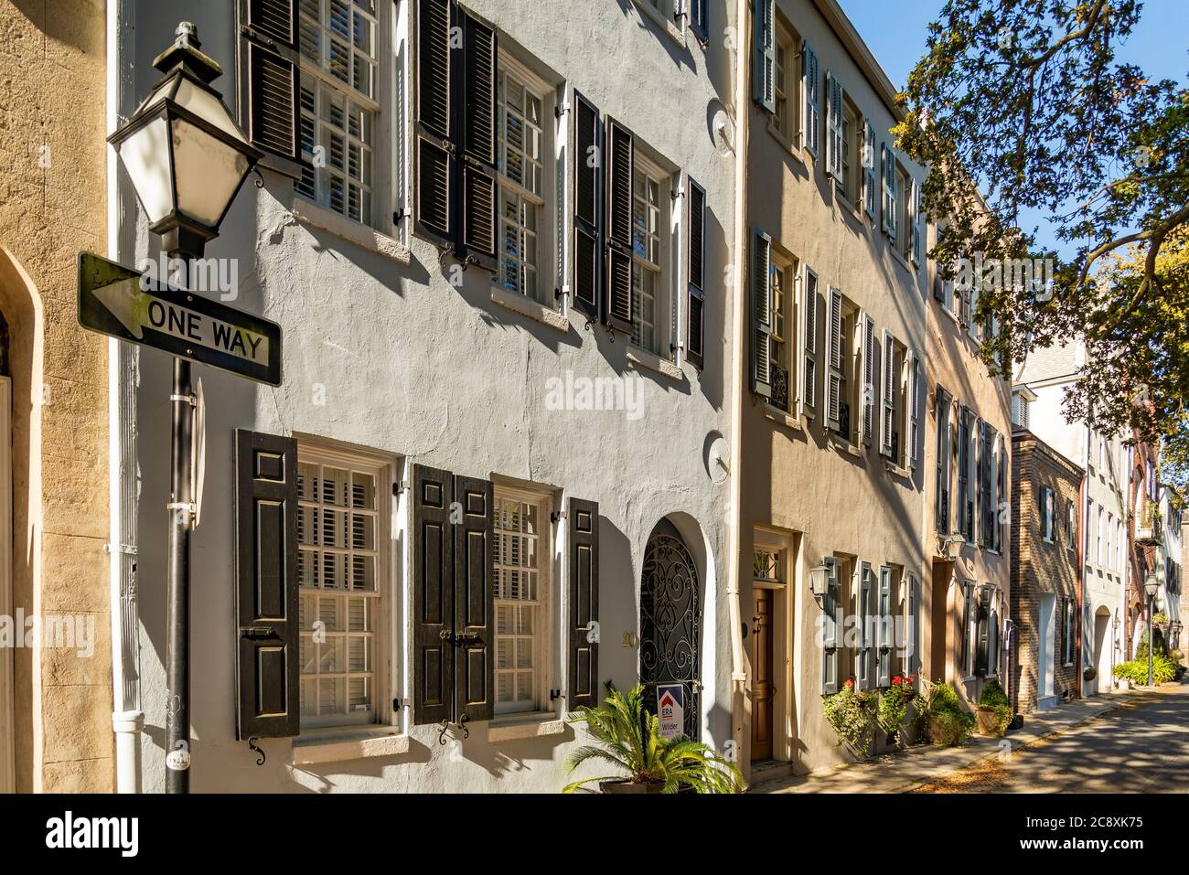 Facade of the Rainbow Row Charleston South Carolina Stock Photo - Alamy