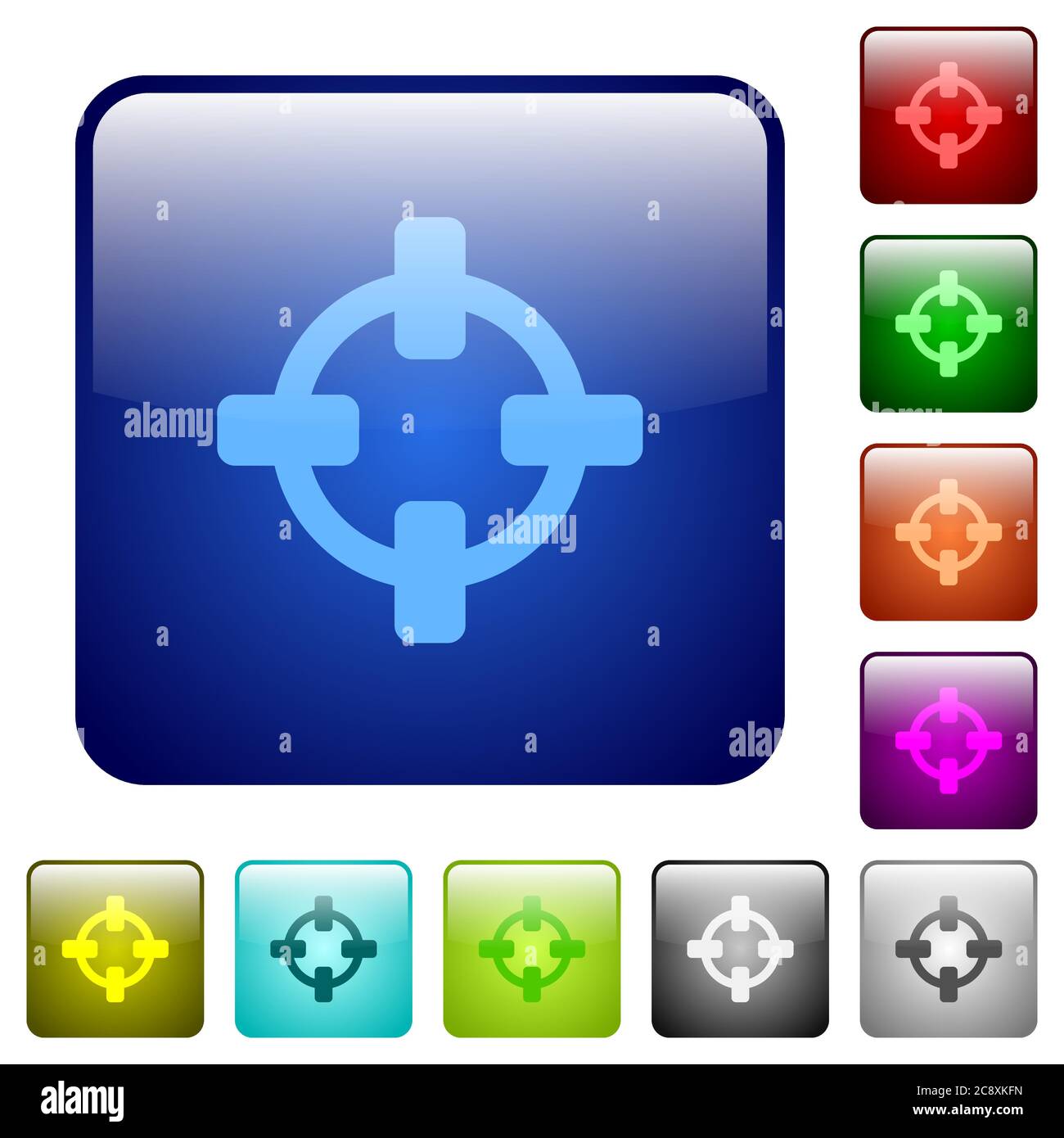 Set of target color glass rounded square buttons Stock Vector Image ...