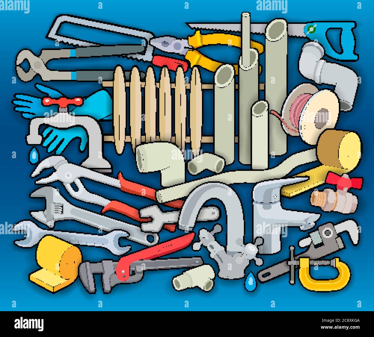 Cartoon doodles plumbing instruments illustration Stock Vector Image ...