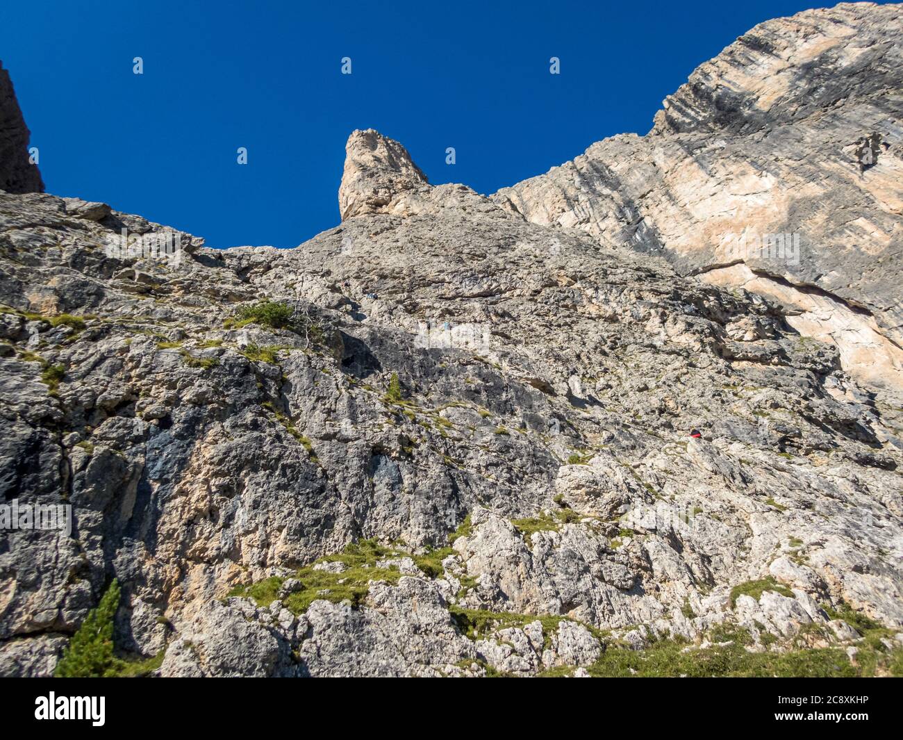 Climbing on the Pisciadu via ferrata of the Sella group in the ...