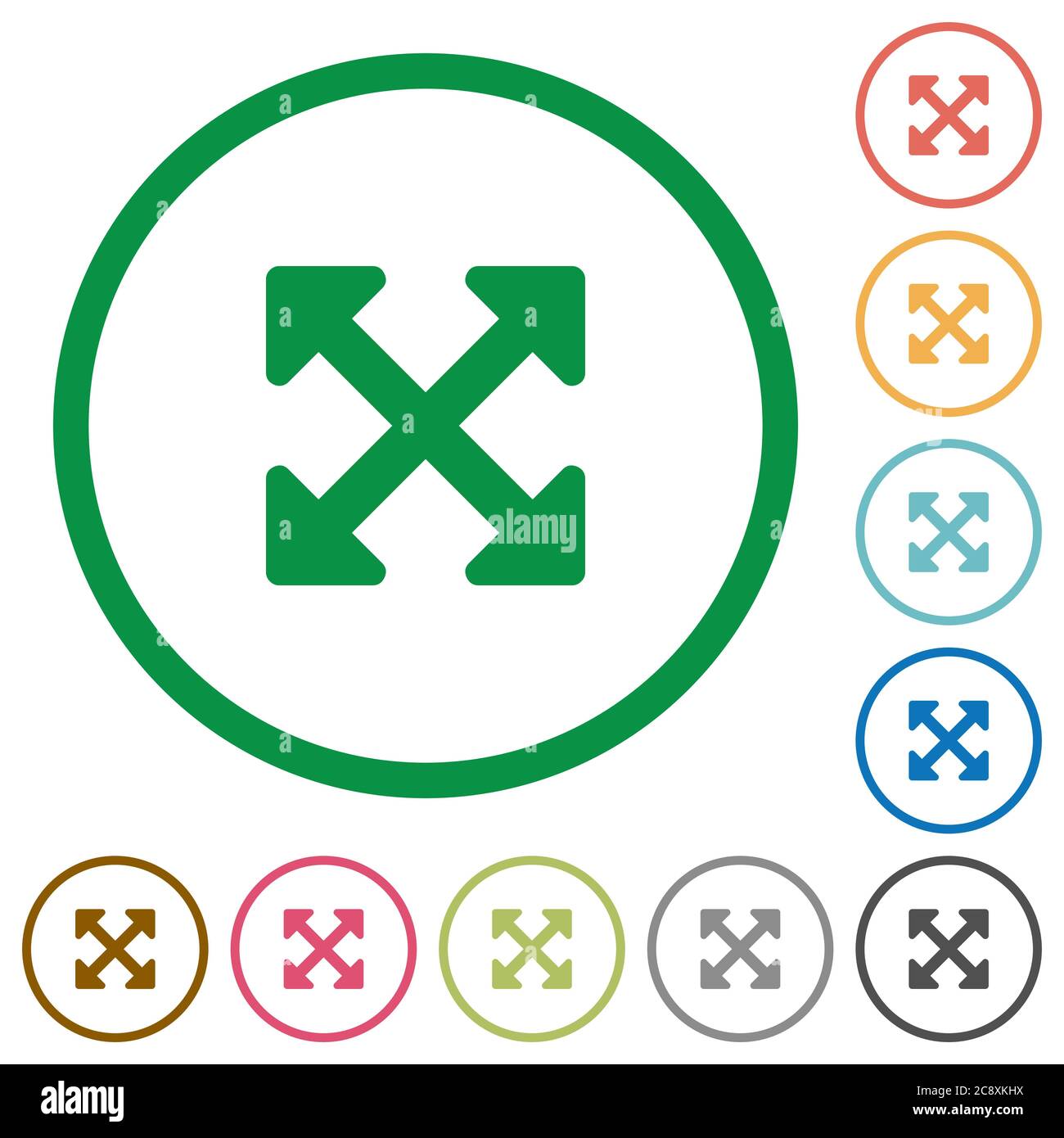 Resize full alt flat color icons in round outlines Stock Vector Image ...