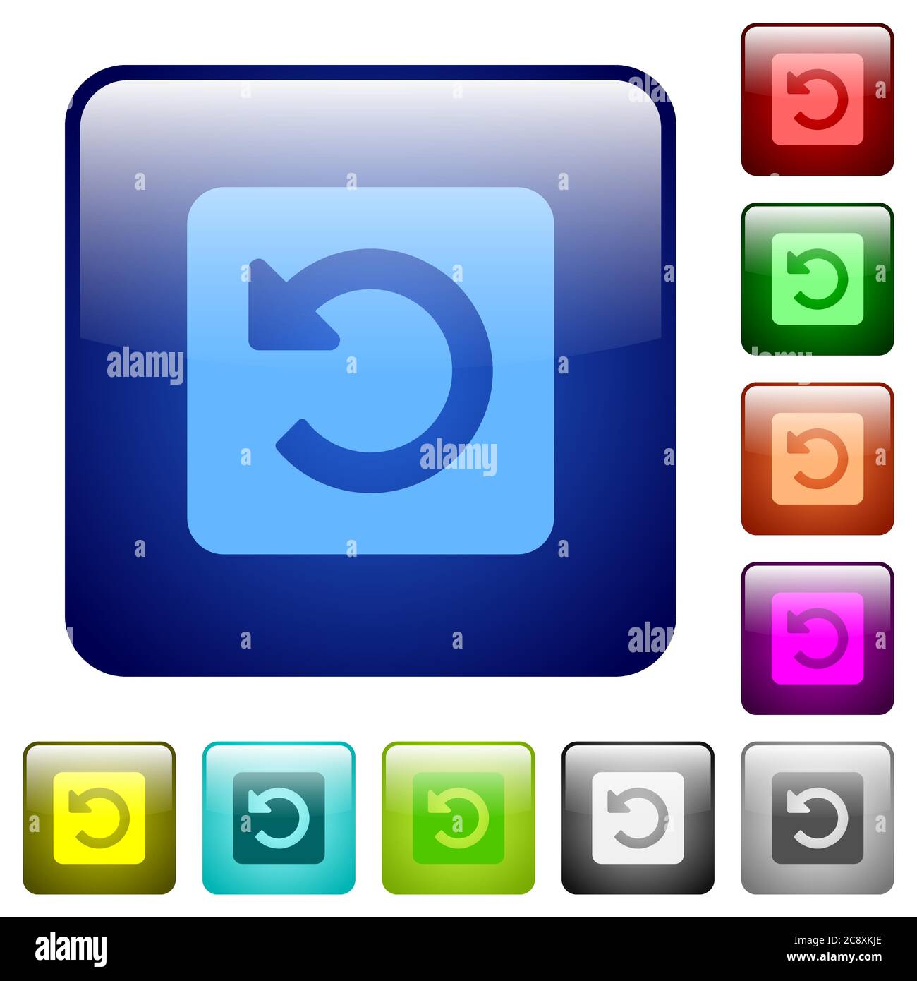 Set of rotate left color glass rounded square buttons Stock Vector ...