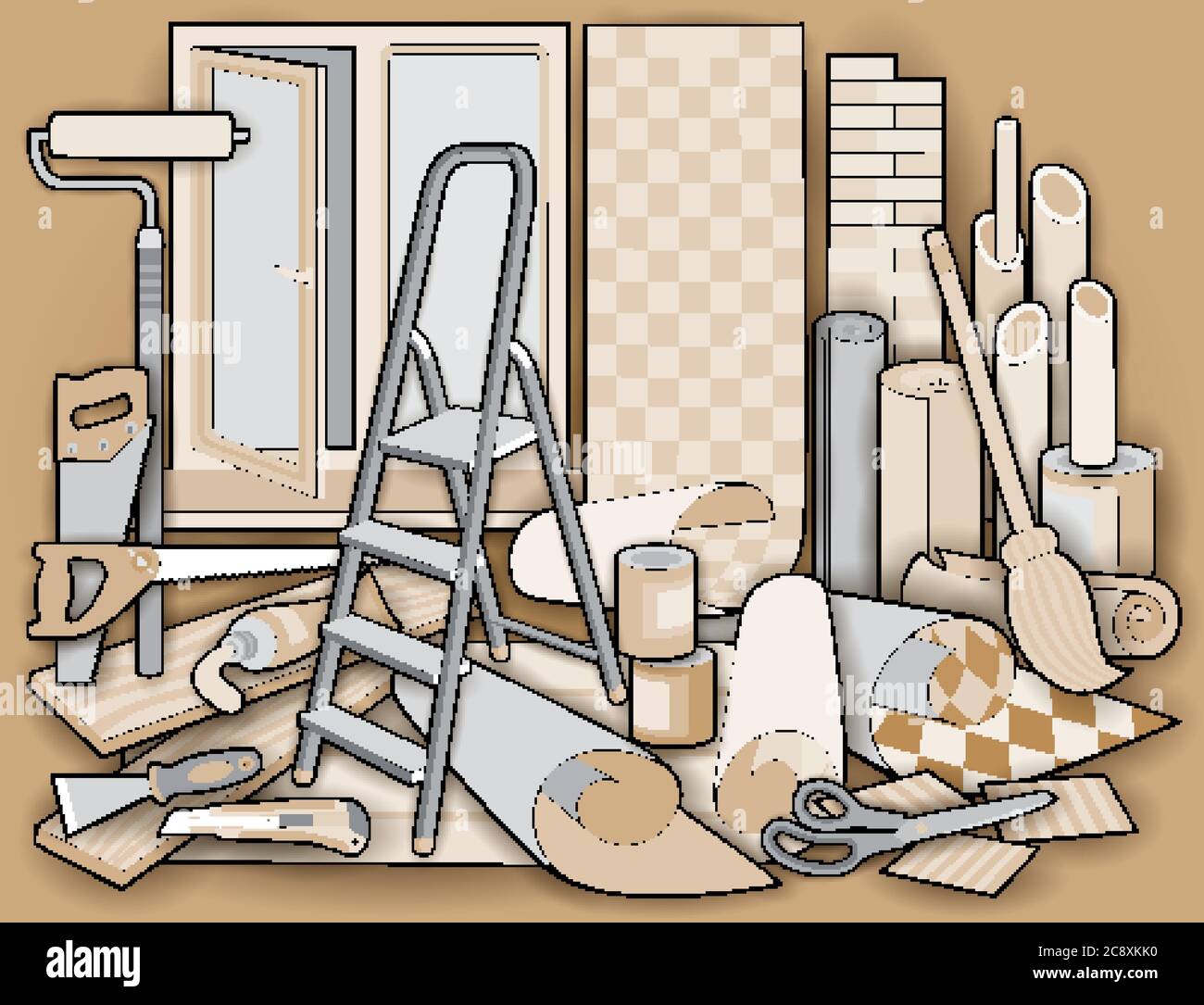 Cartoon doodles home repair illustration Stock Vector Image & Art - Alamy