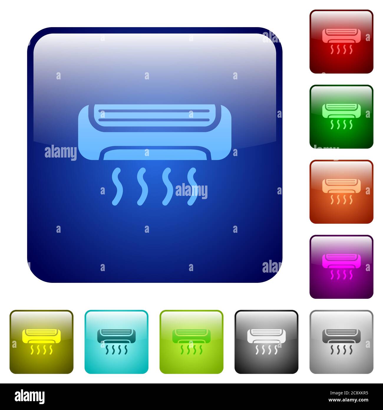 Set of air conditioner color glass rounded square buttons Stock Vector ...