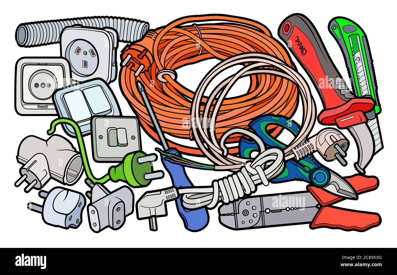Cartoon doodle electrical instruments illustration Stock Vector Image ...