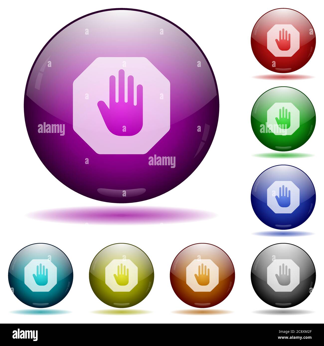 Set of color stop sign glass sphere buttons with shadows Stock Vector ...
